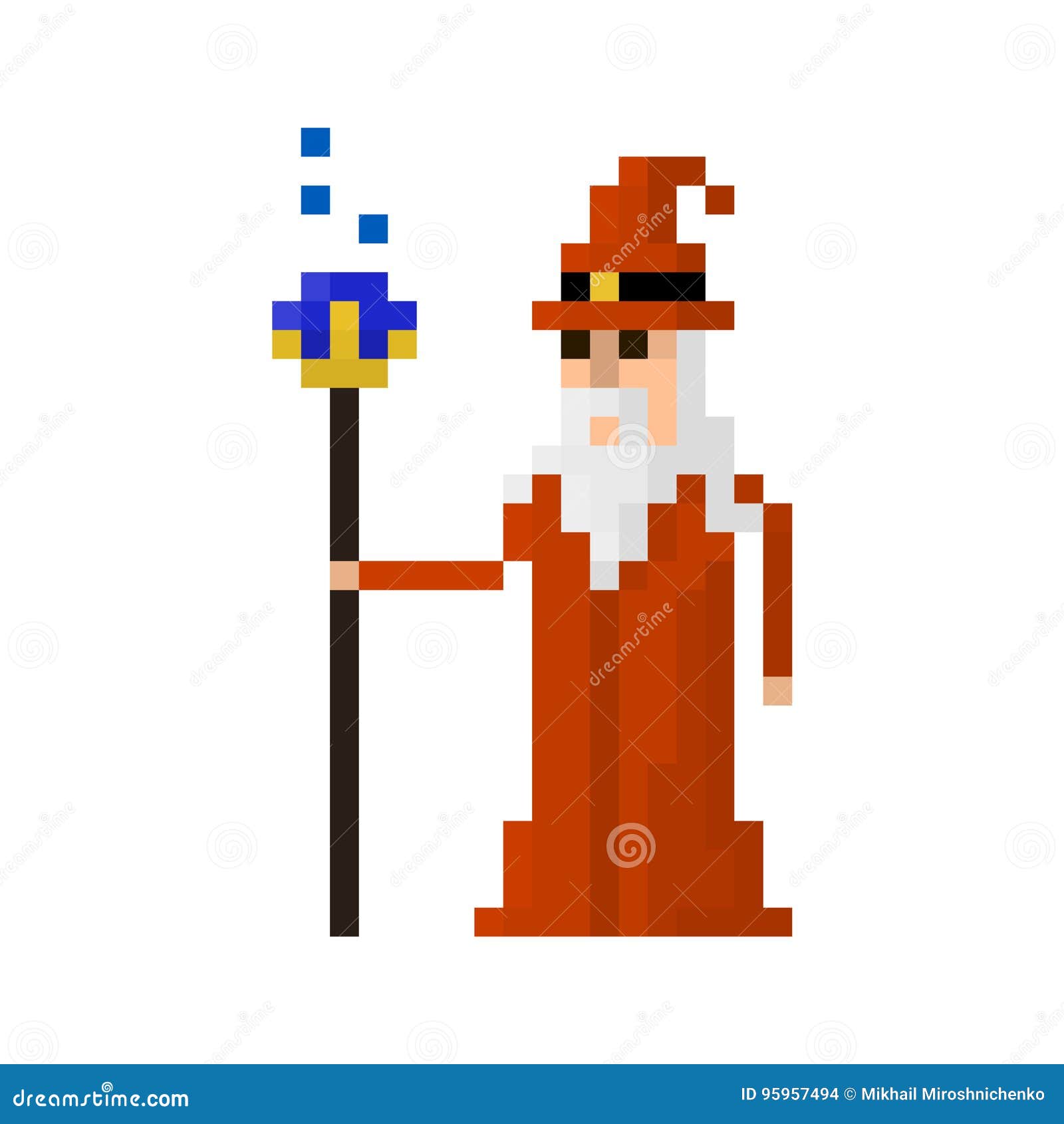 Pixel wizard stock illustration. Illustration of magician - 95957494
