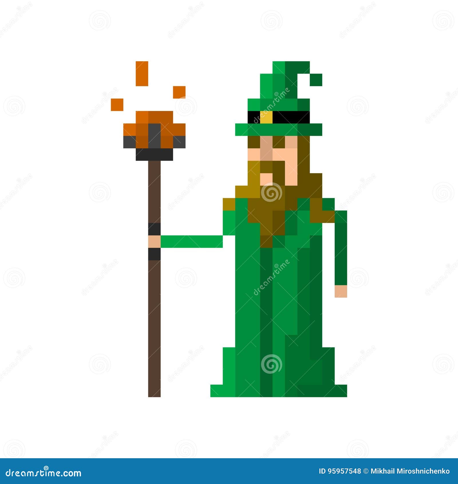 Pixel wizard stock illustration. Illustration of icon - 95957548
