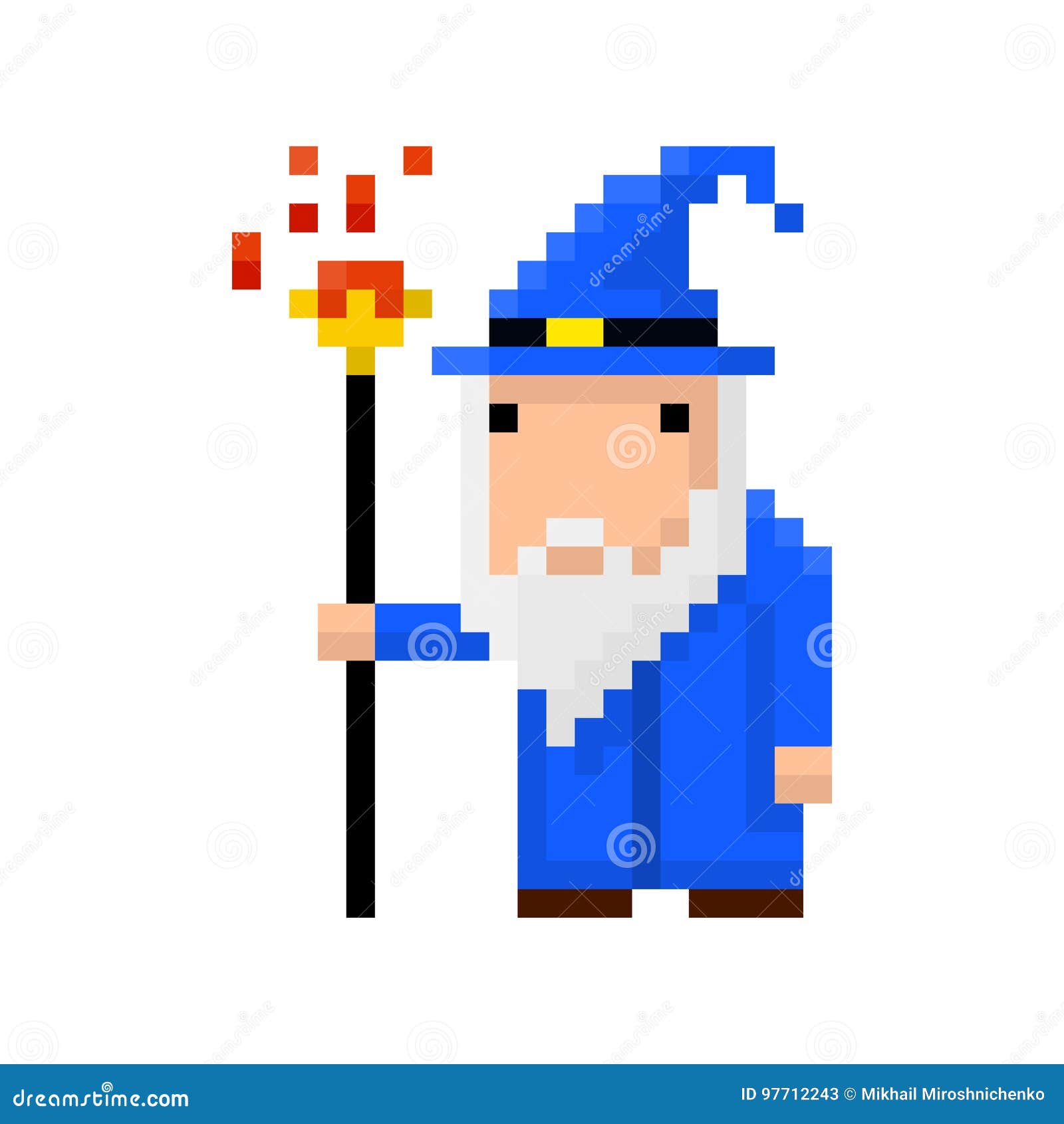 Pixel wizard stock illustration. Illustration of geek - 97712243