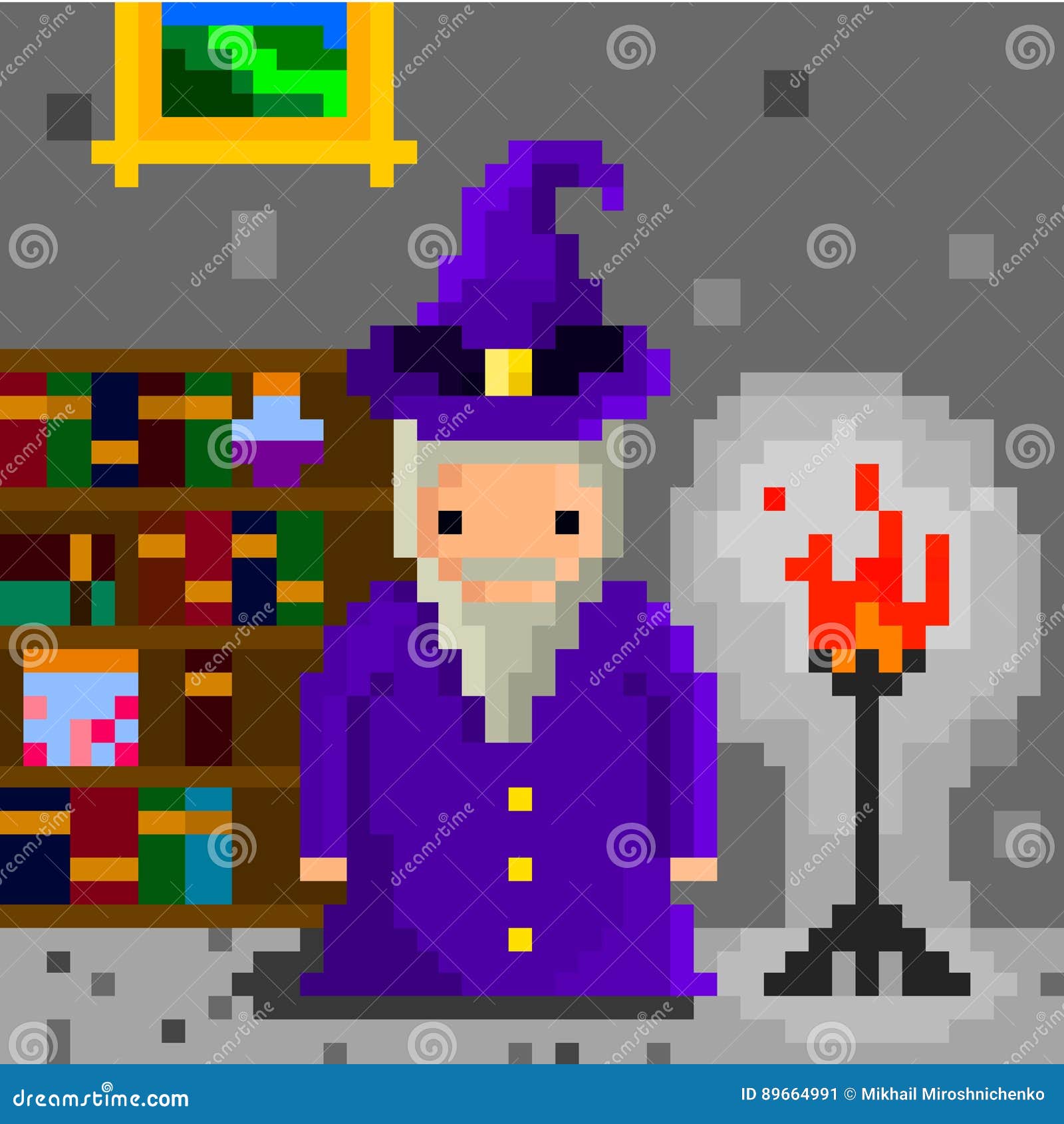 Pixel wizard stock illustration. Illustration of design - 89664991