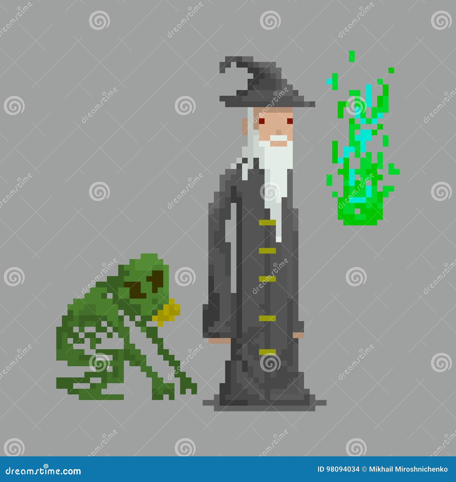 Pixel wizard necromancer stock illustration. Illustration of people ...