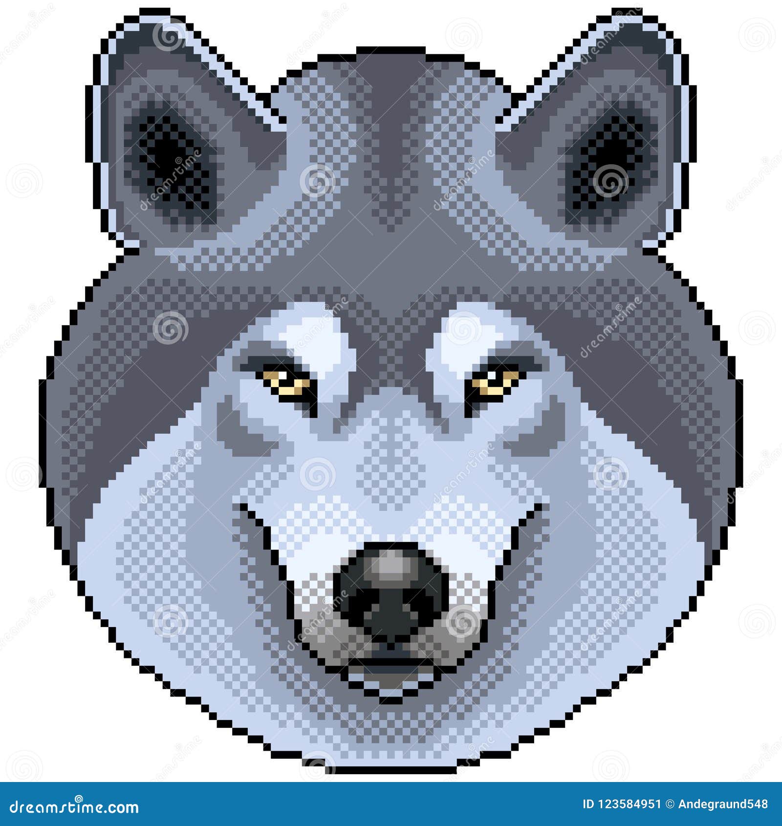 Pixel Wolf Portrait Isolated Vector Stock Vector - Illustration of ...