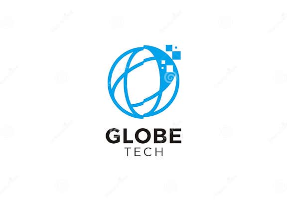 Pixel World Logo Design. Globe Digital Connection Technology Icon ...