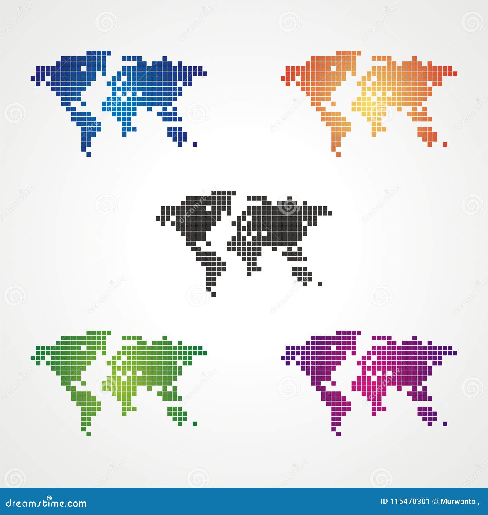 Pixel World Map Stock Vector | CartoonDealer.com #115470301