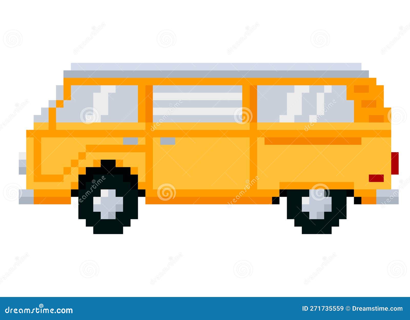 Pixel Yellow Minibus. Side View. Vector Illustration. Stock Vector ...