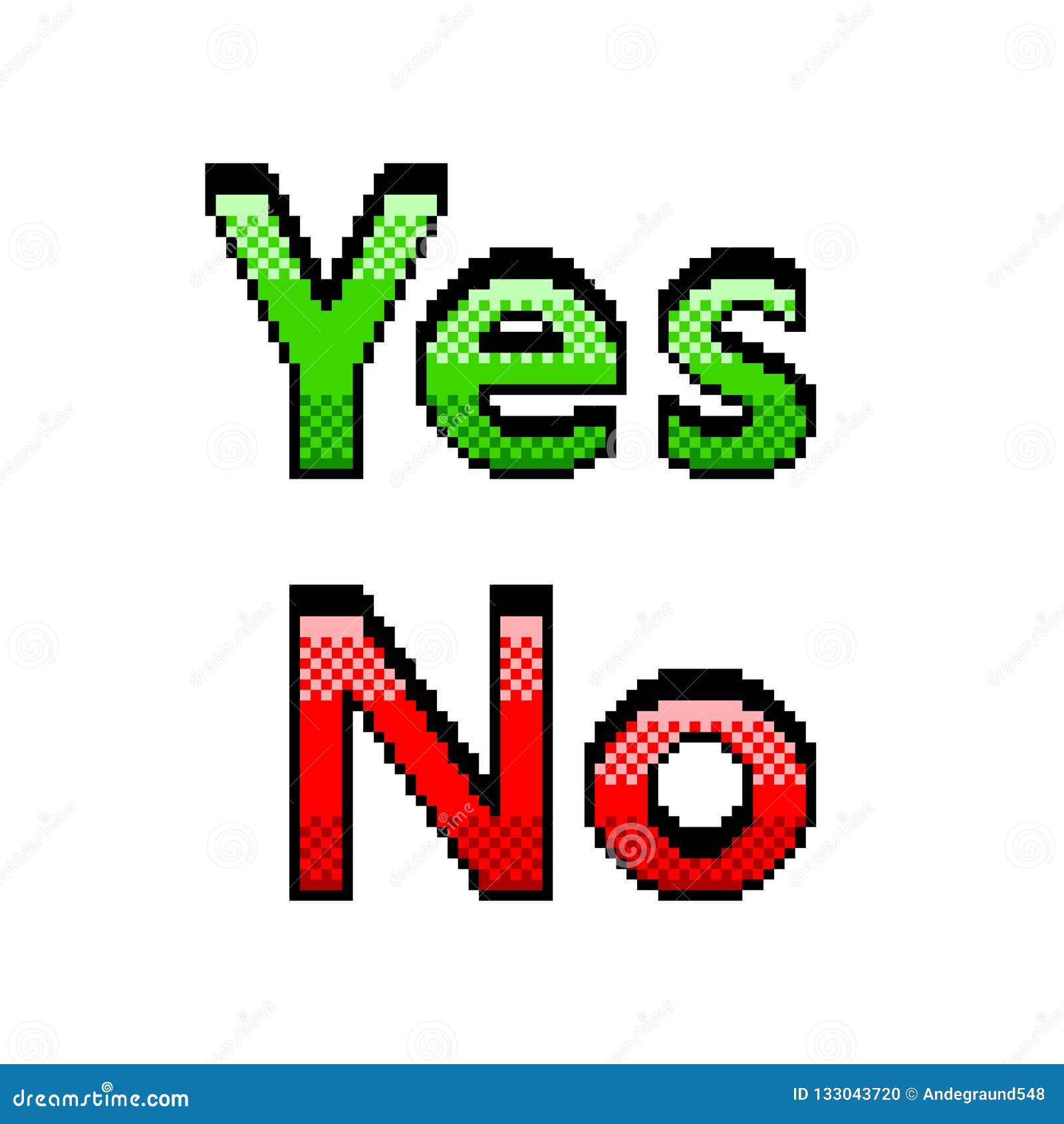 Pixel Yes No Text Detailed Illustration Isolated Vector Stock Vector ...