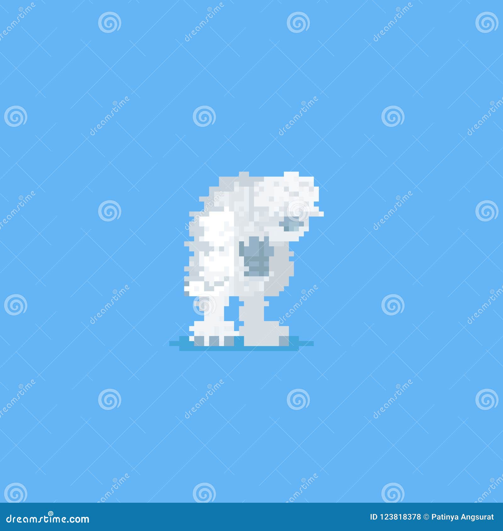 Yeti Pixel Art. Pixelated Bigfoot Isolated. 8 Bit Abominable Snowman ...