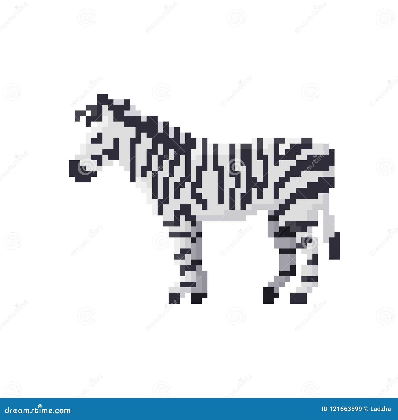 Zebra Pixel Art Safari Animal Video Game Cartoon | CartoonDealer.com #228363151