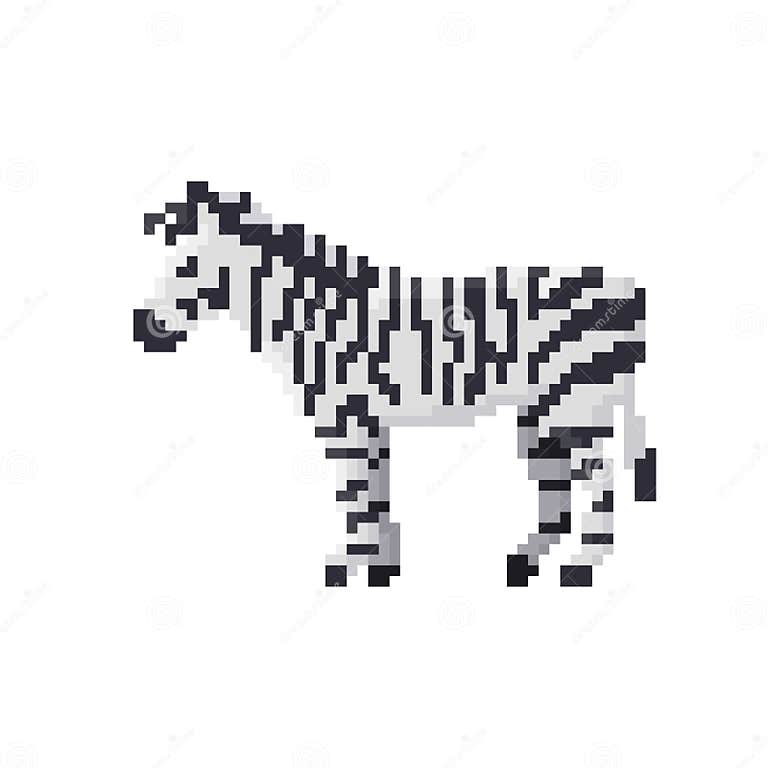 8-bit zebra isolated. stock vector. Illustration of pixel - 121663599