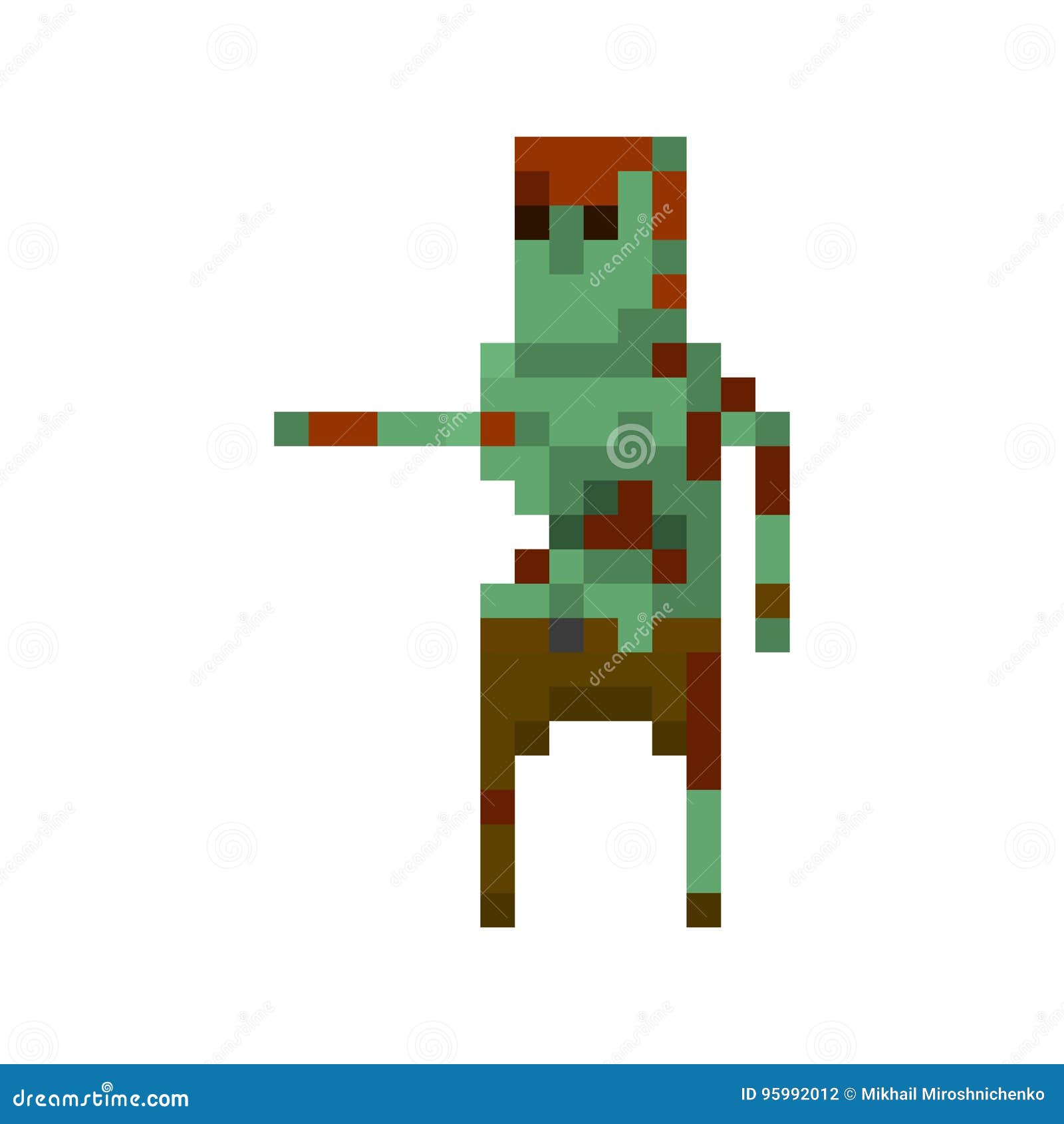 Pixel zombie stock illustration. Illustration of isolated - 95992012