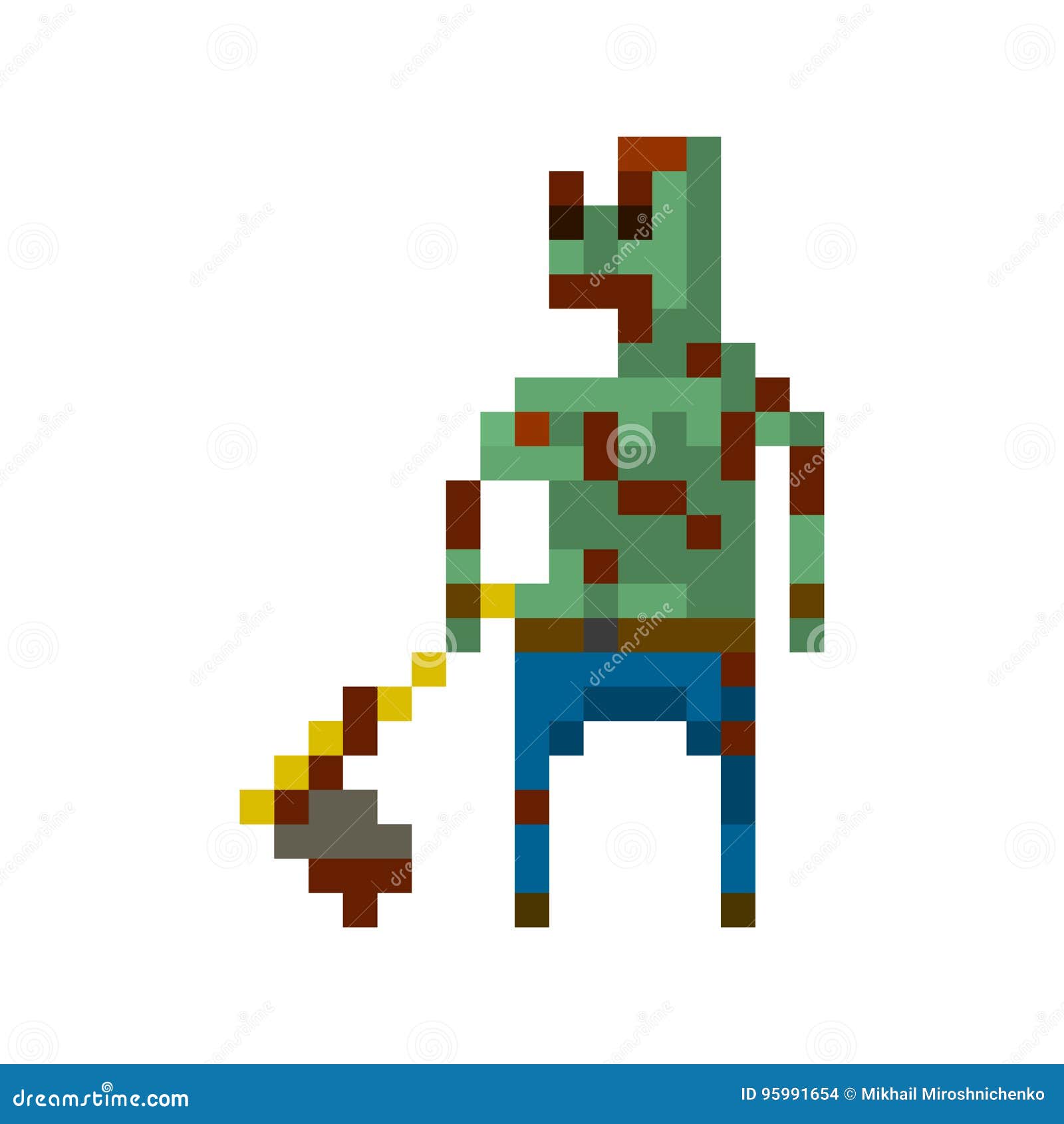 Pixel Zombie With Weapons Vector Illustration | CartoonDealer.com #95991912