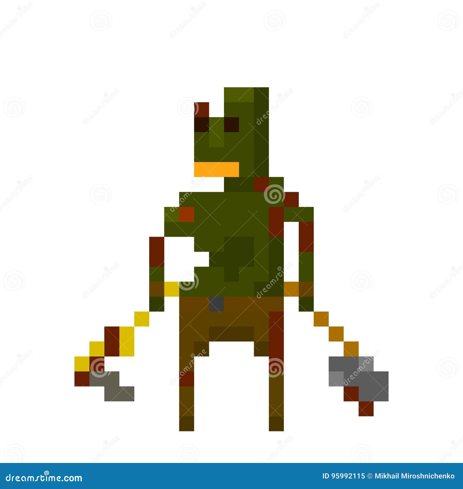 Pixel Art Zombie And Man Cartoon Vector | CartoonDealer.com #55323207