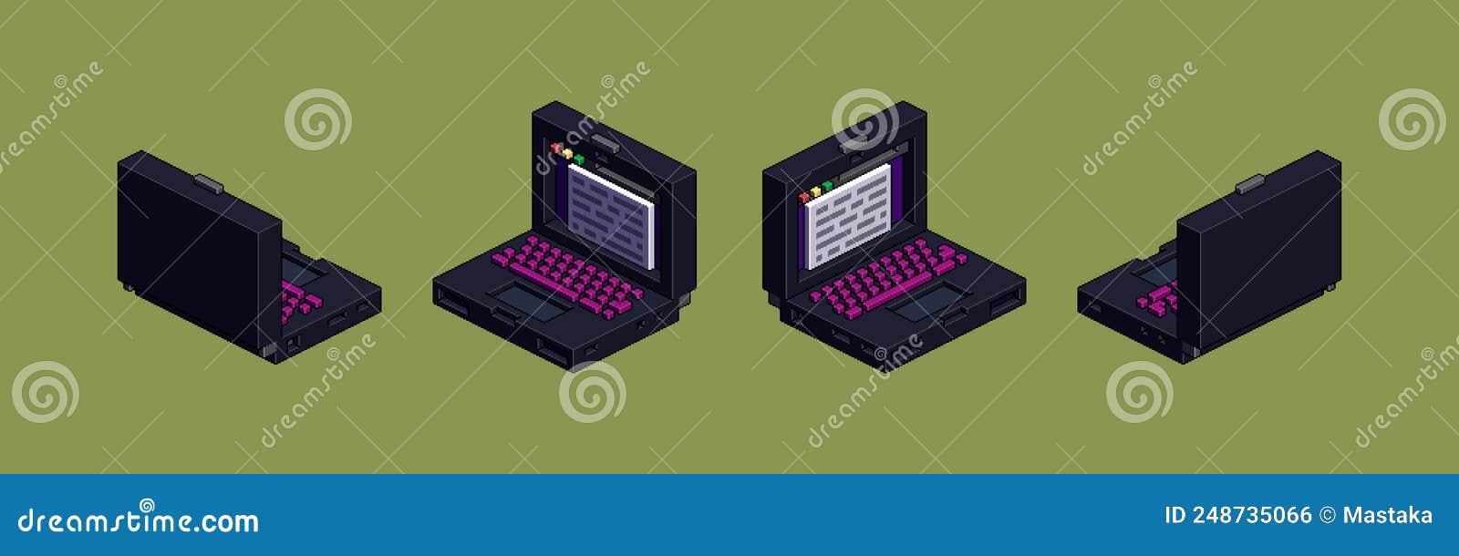 A Pixelart Style Notebook in Isometric Projection on Four Sides Stock ...