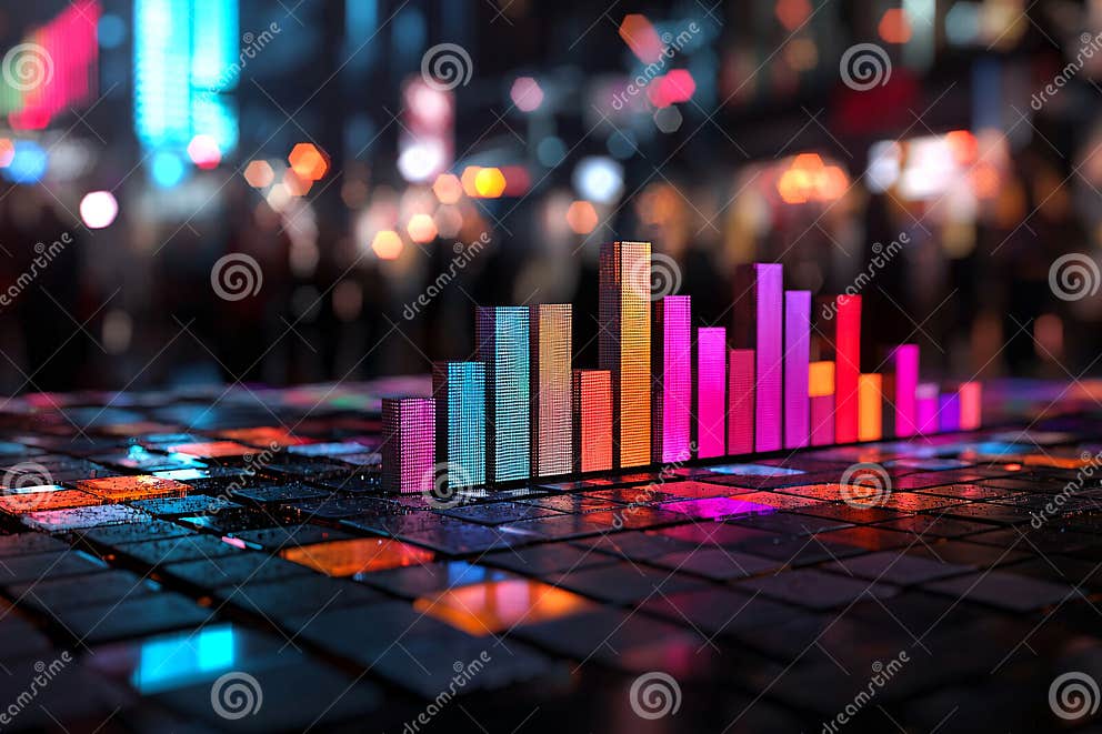 Pixelated Abstract Graph Rising Upward, a Visual Metaphor for Tech ...