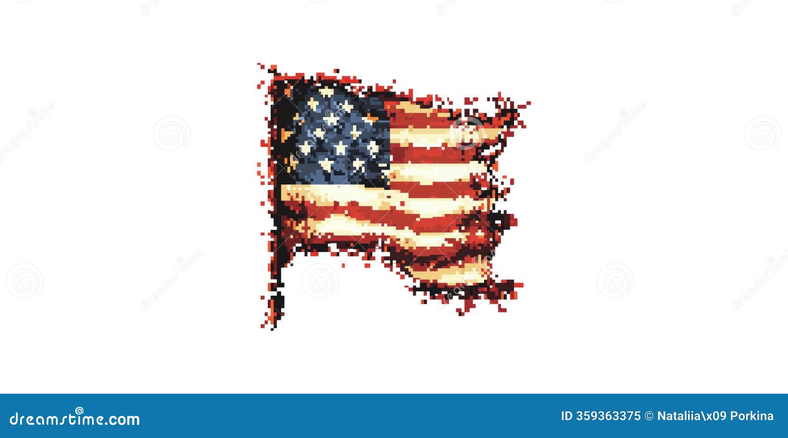 Pixelated American Flag Waving Isolated on Transparent Background Stock ...