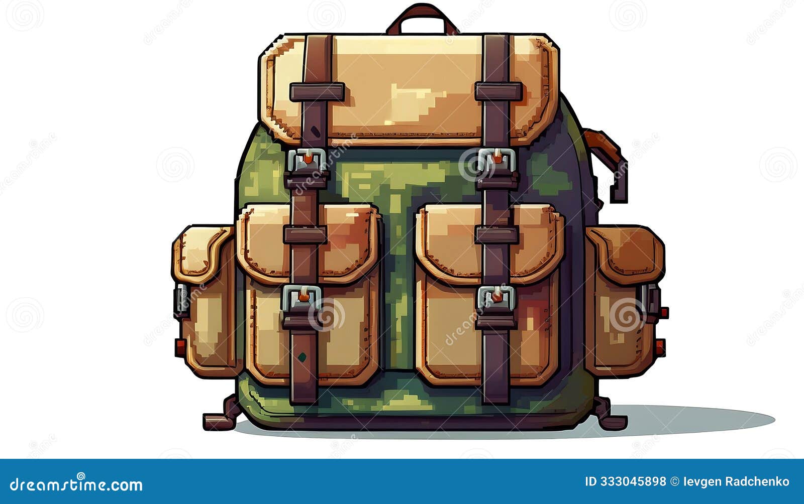 Pixelated Backpack Sprite - 16-bit Pixel Art Sprite of a Camping ...