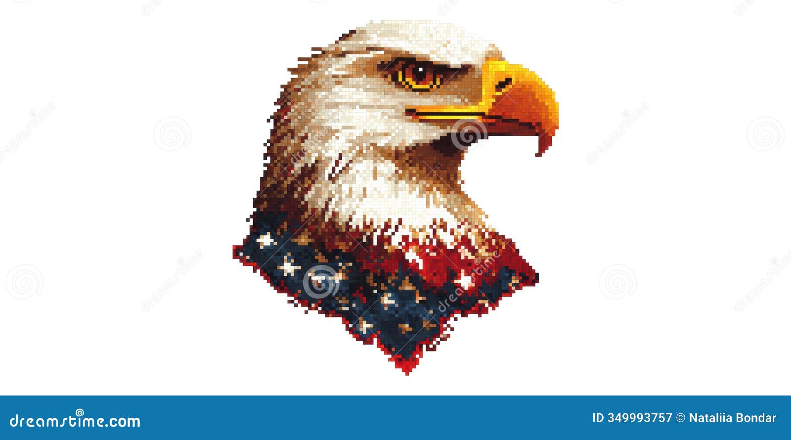 Pixelated Bald Eagle With American Flag Theme Isolated On Transparent ...