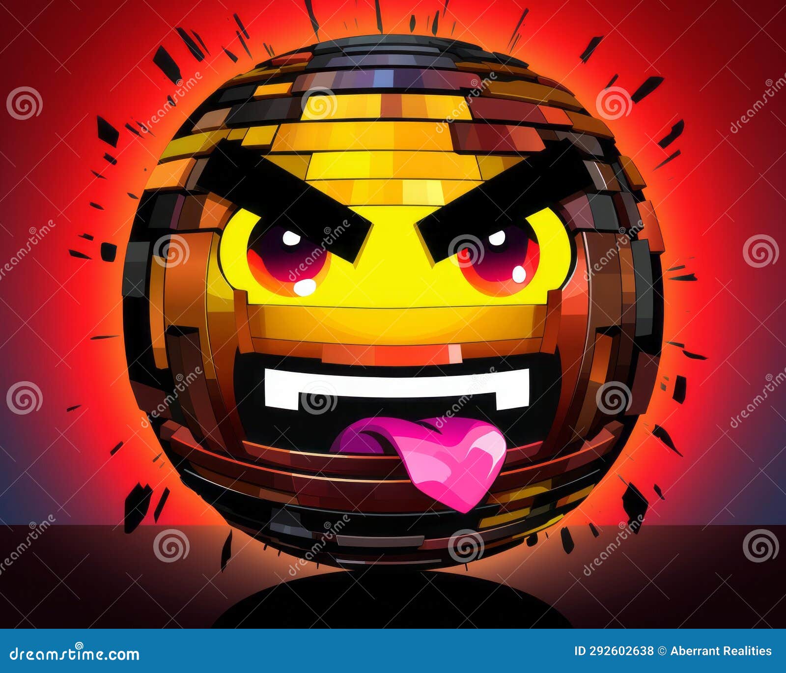 A Pixelated Ball with an Angry Face on it Stock Illustration ...