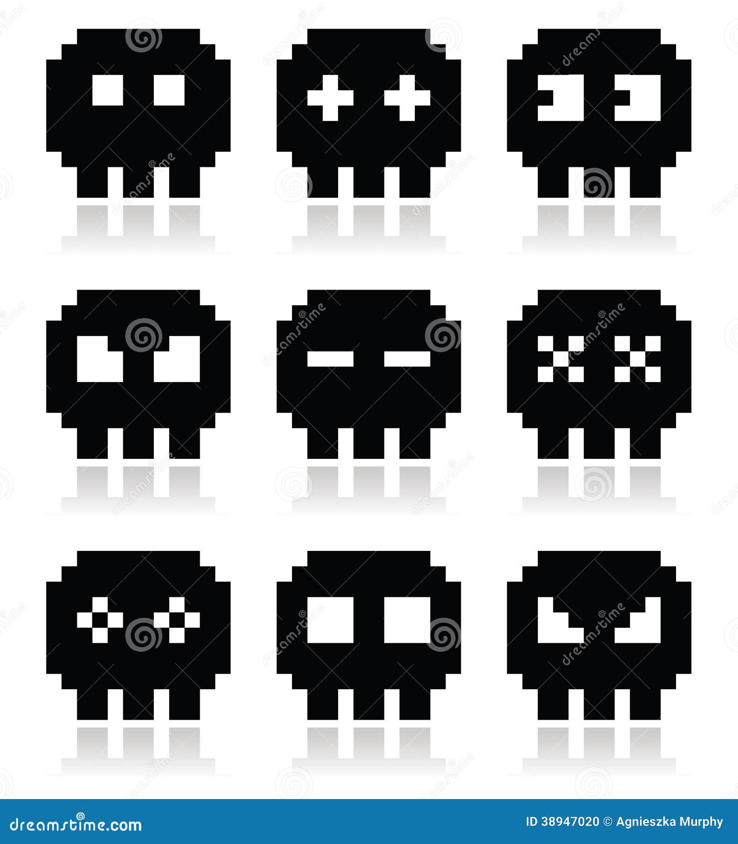 Pixelated 8bit Skull Icons Set Editorial Image - Illustration of modern ...