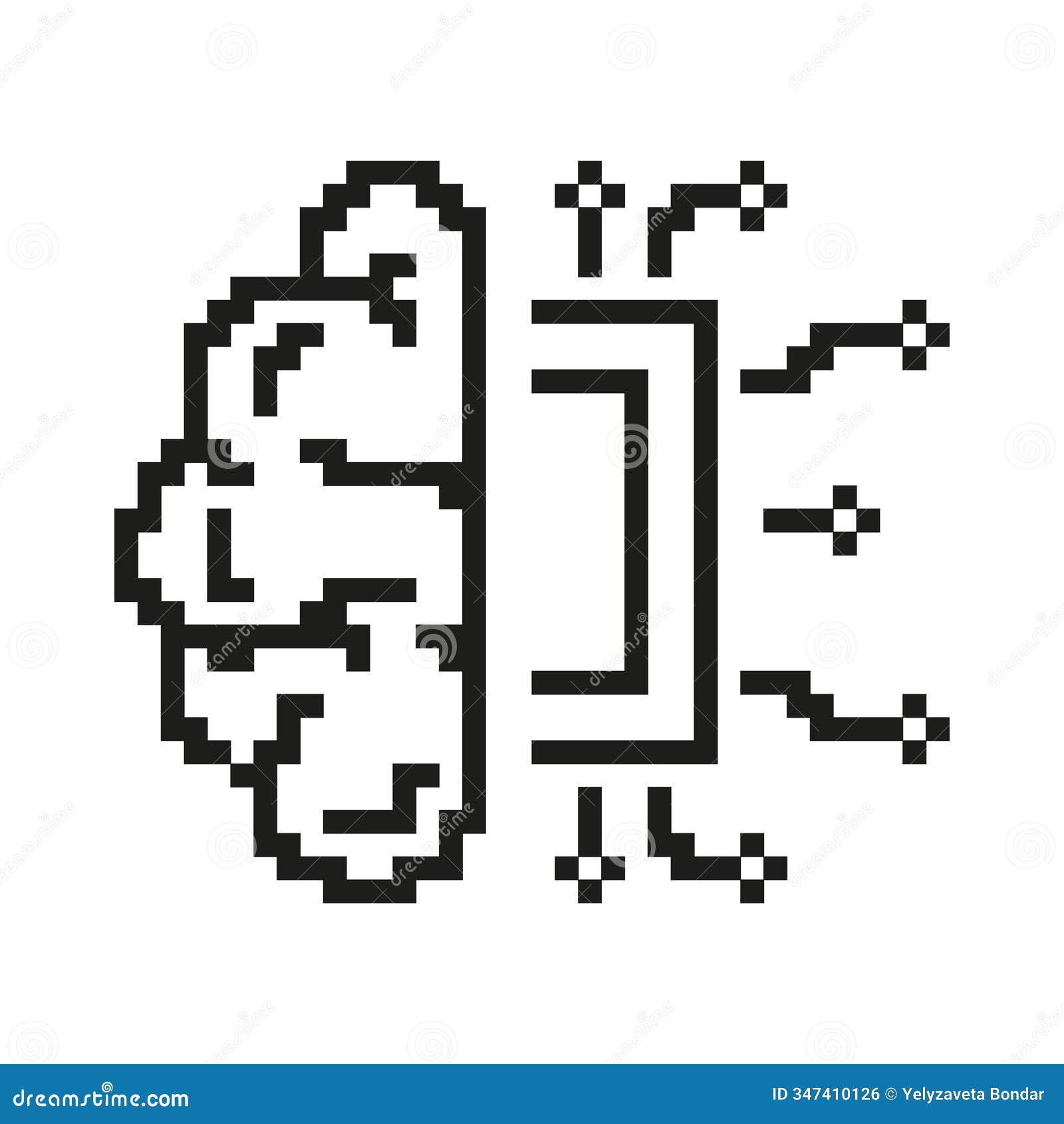 Pixelated Brain Icon With Neural Connections. Digital Brain And Data ...