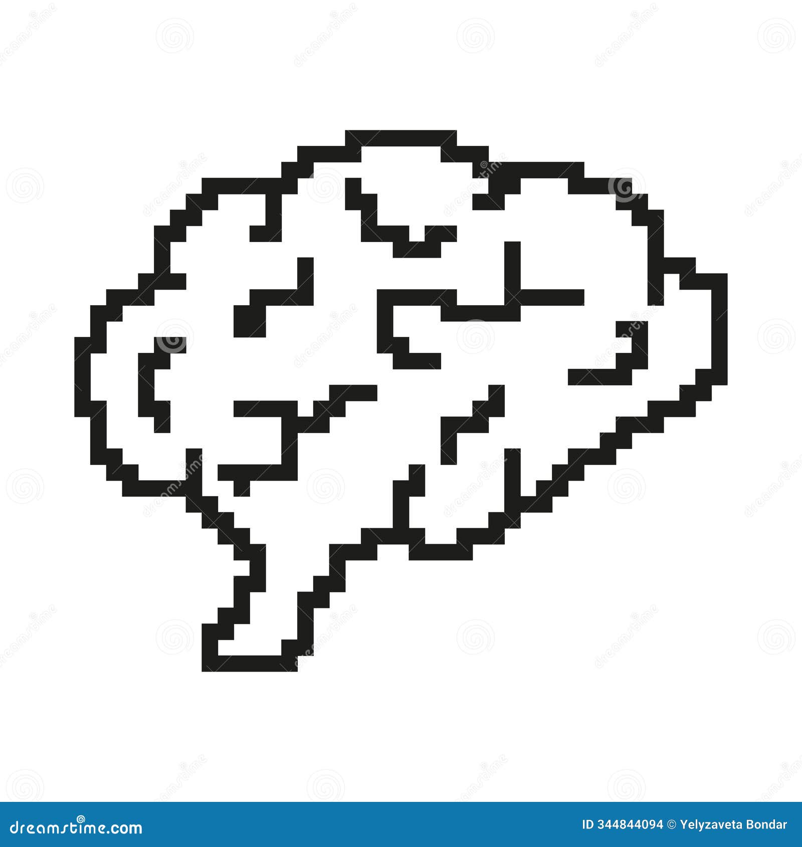 Pixelated Brain Icon With Neural Connections. Digital Brain And Data ...