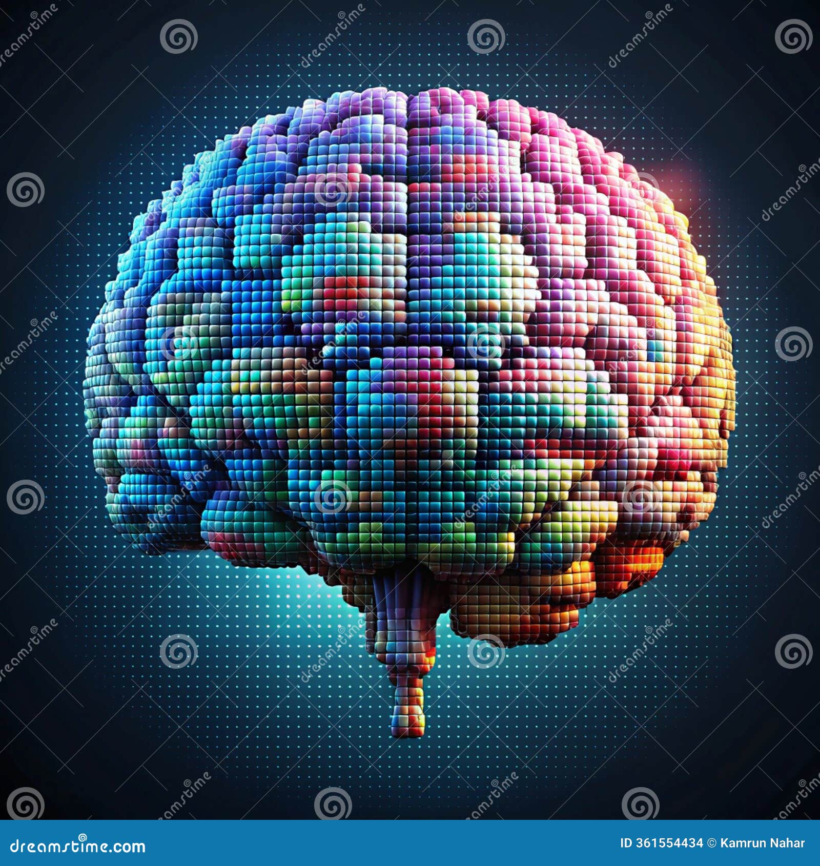 Pixelated Brain Icon With Neural Connections. Digital Brain And Data ...