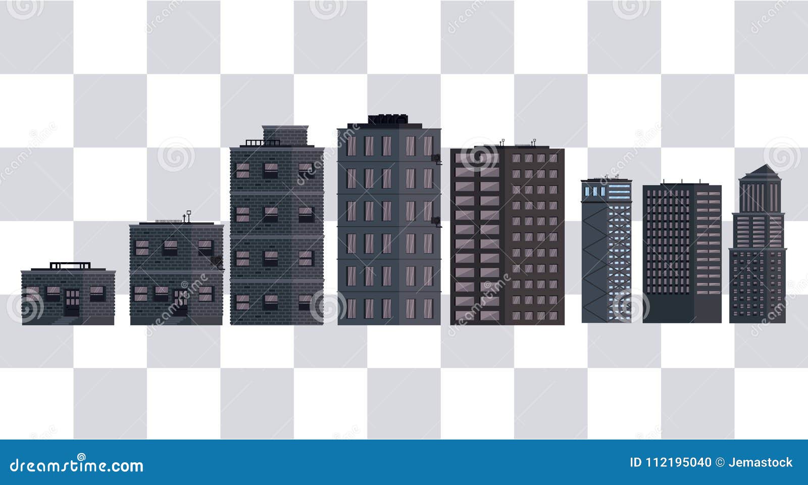 Pixelated buildings stock vector. Illustration of shape - 112195040