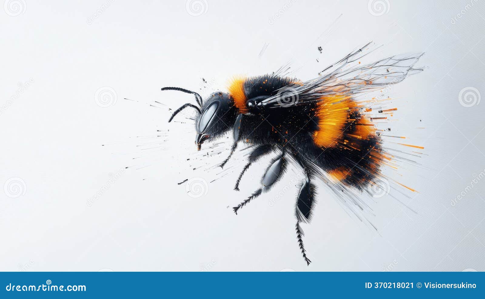 Bumblebee In Flight, Vector Color Drawing, Vector Drawing Of A Bee In ...
