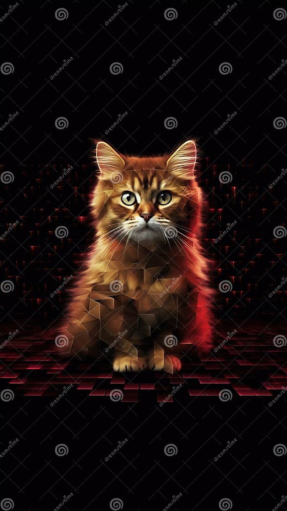 Pixelated Cat in Focus. Generative AI Stock Illustration - Illustration ...