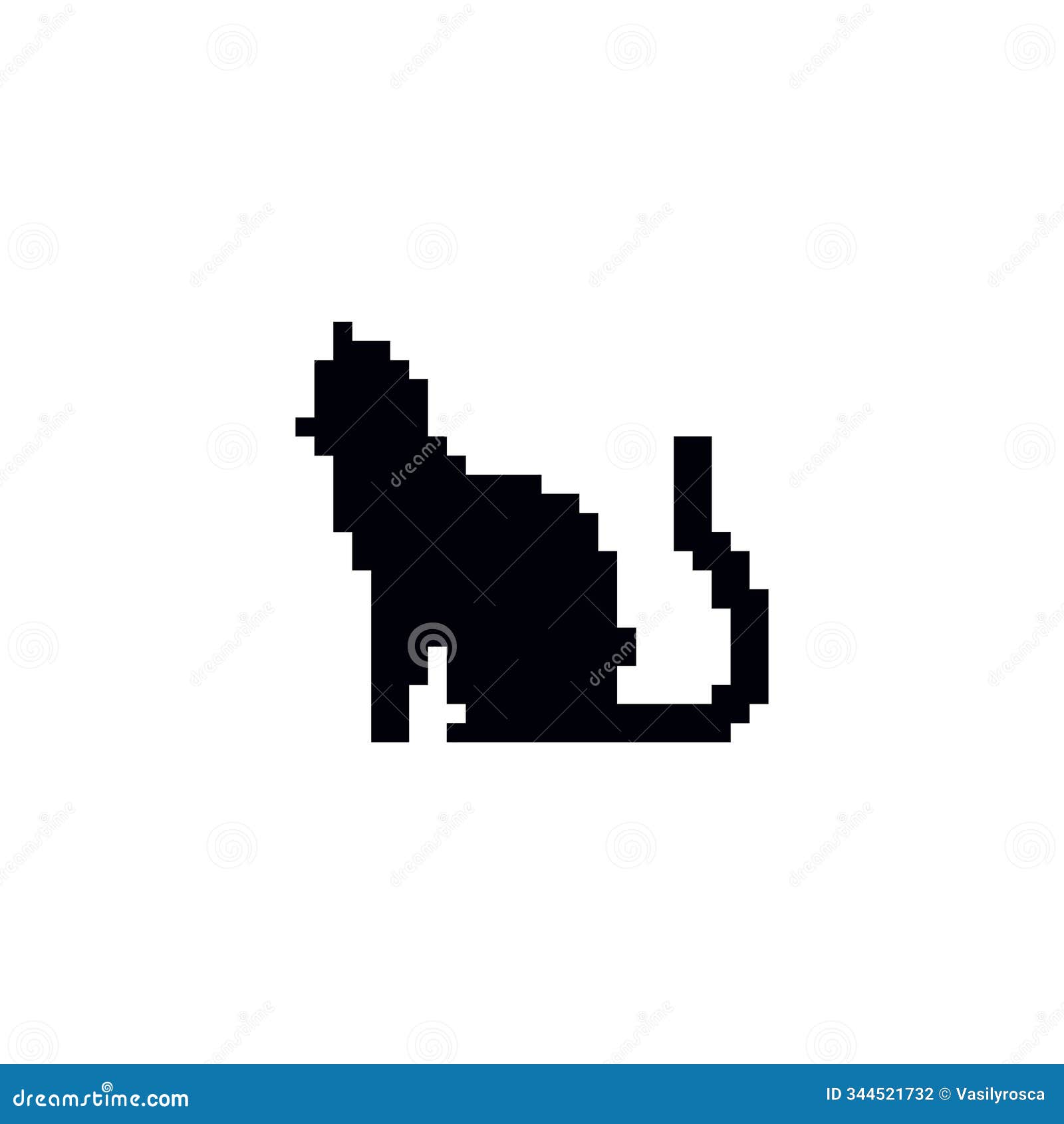 Pixelated Cat Silhouette. Black Pixel Cat Icon Stock Illustration ...