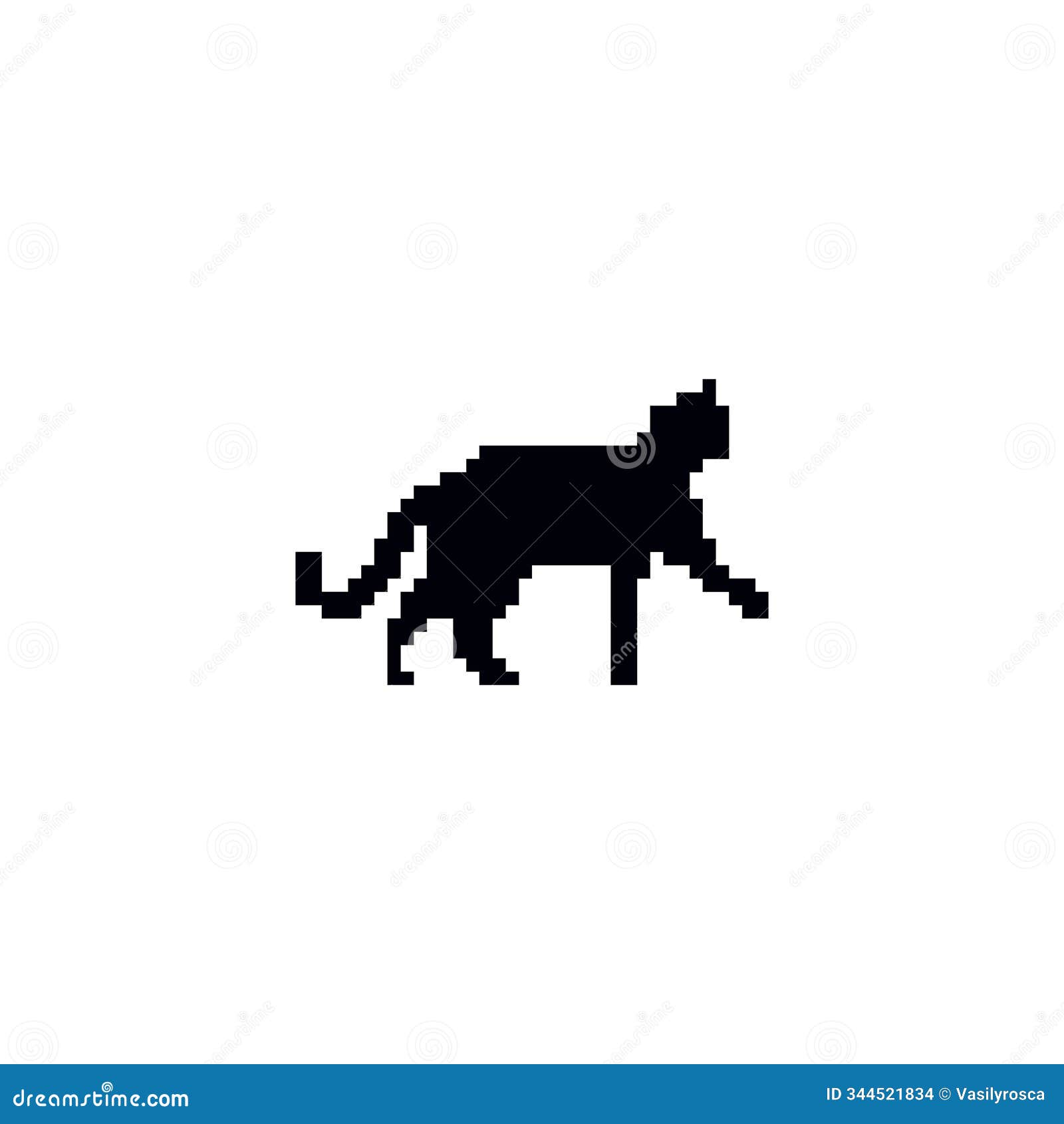 Pixelated Cat Silhouette. Black Pixel Cat Icon Stock Illustration ...