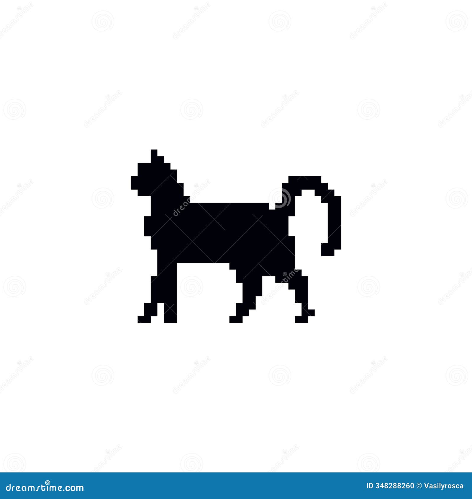 Pixelated Cat Silhouette. Black Pixel Cat Icon Stock Illustration ...