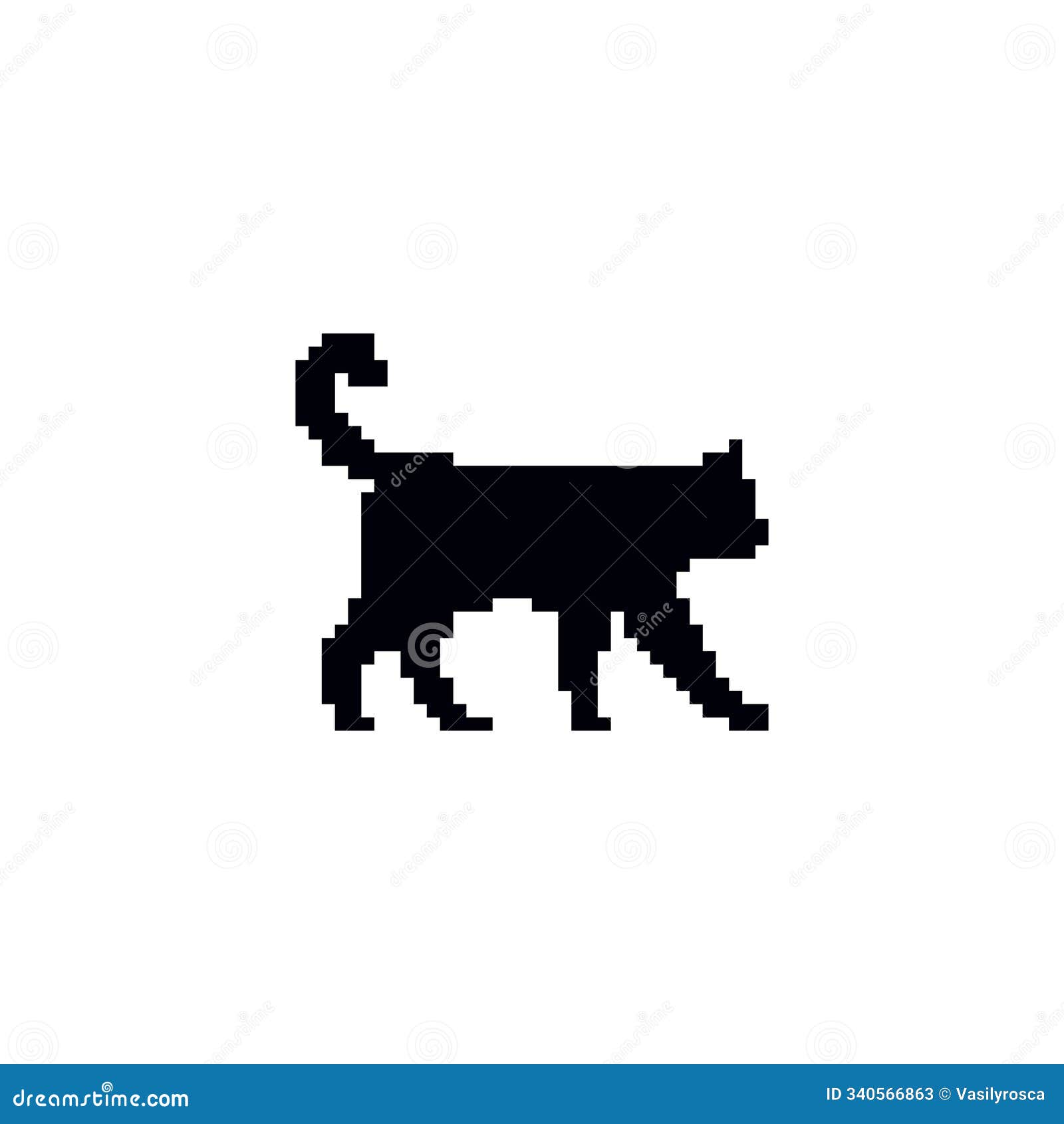 Pixelated Cat Silhouette. Black Pixel Walking Cat Icon Stock ...