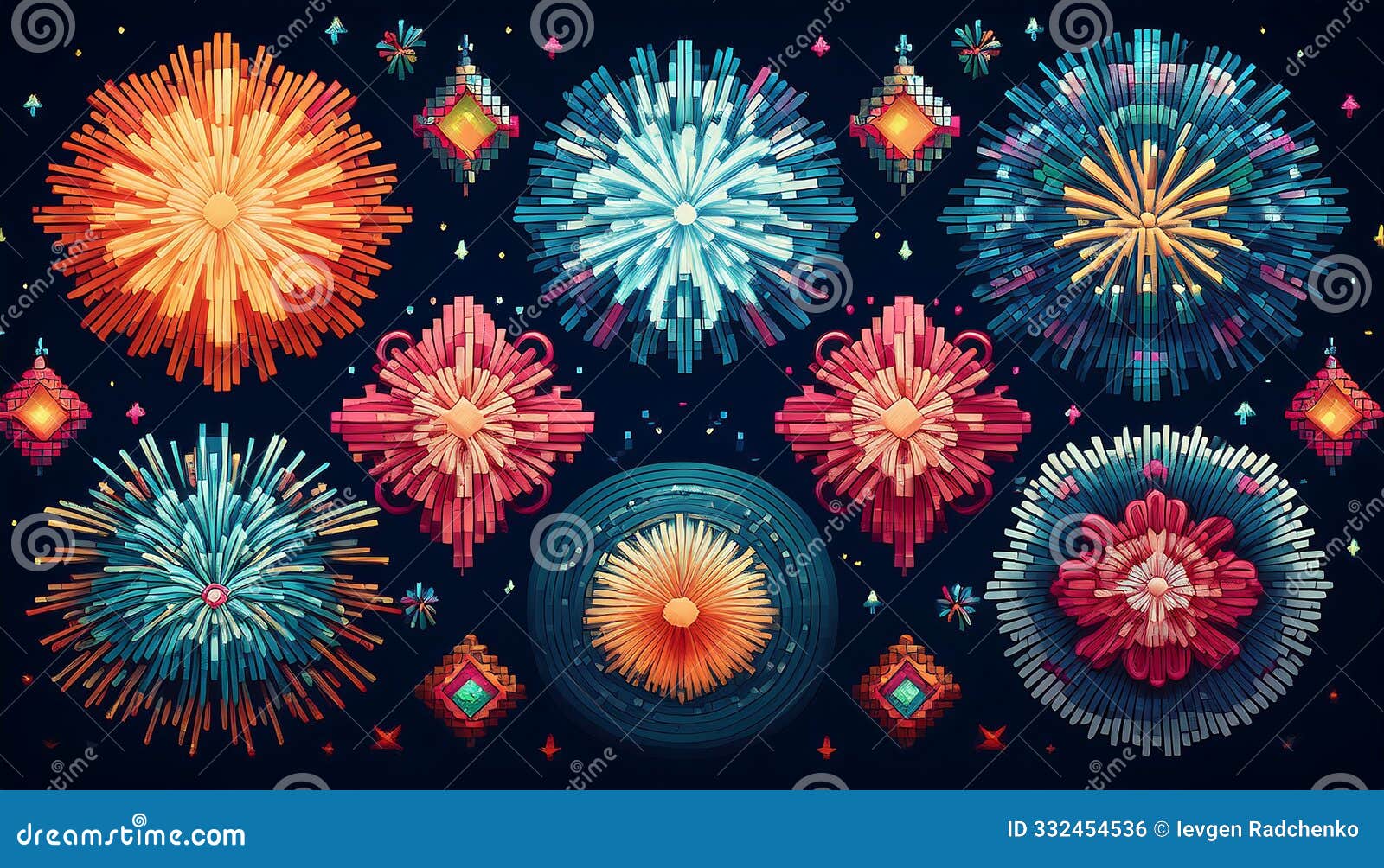 Pixelated Celebration Fireworks Collection - 16-bit Pixel Art ...