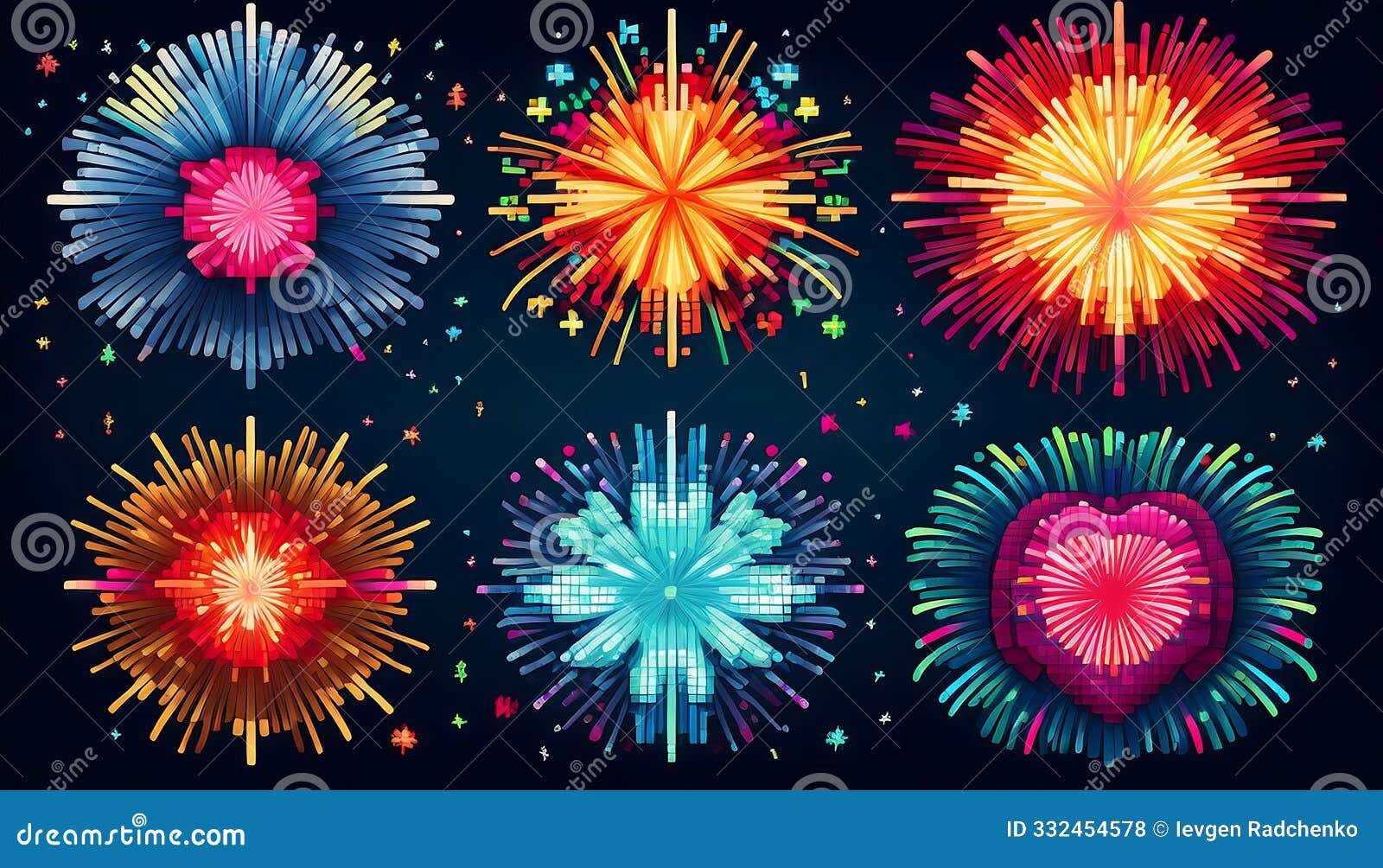 Pixelated Celebration Fireworks Collection - 16-bit Pixel Art ...