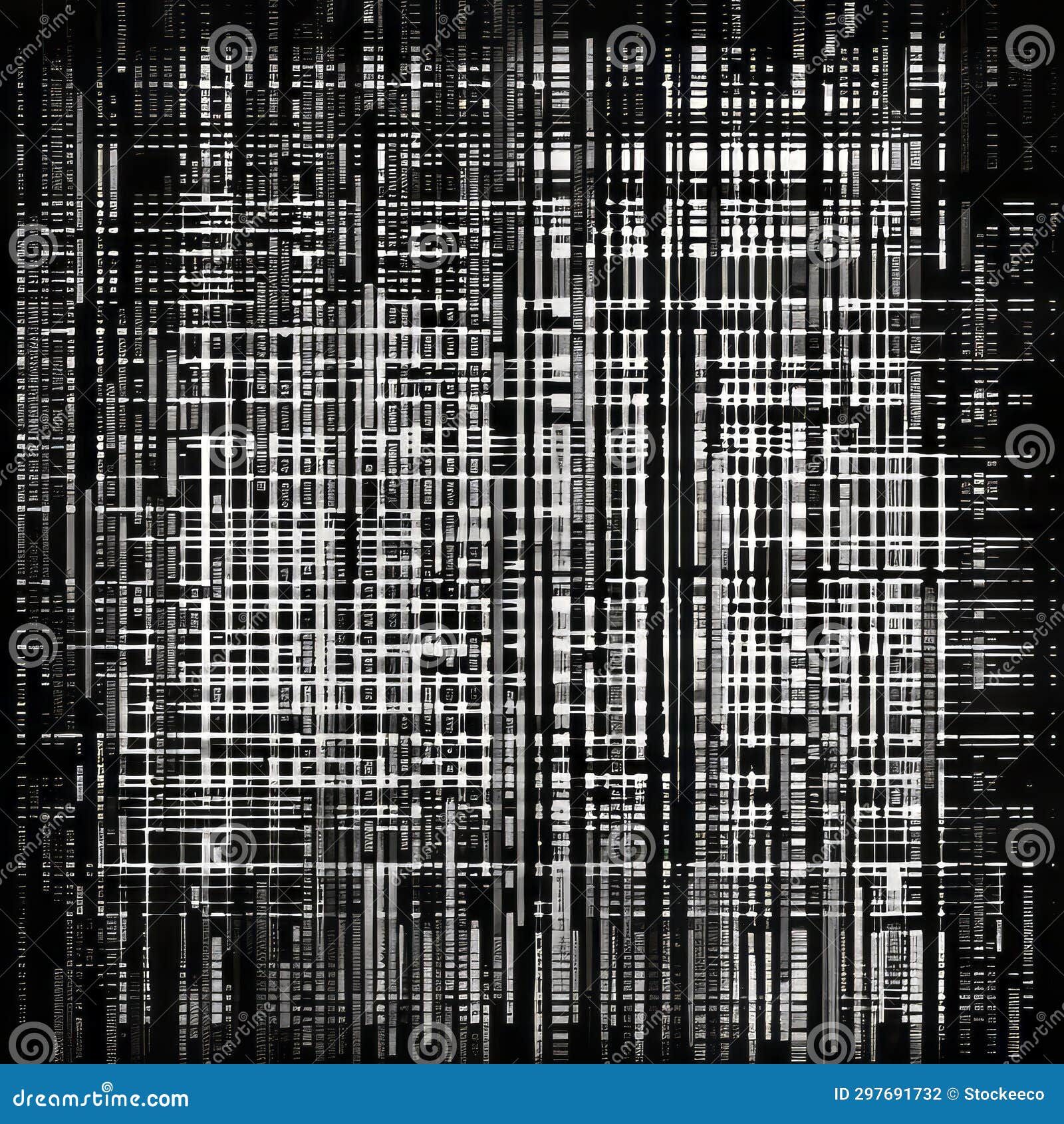 Pixelated Chaos: Dark Plaid with Barcode Straight Lines Stock ...