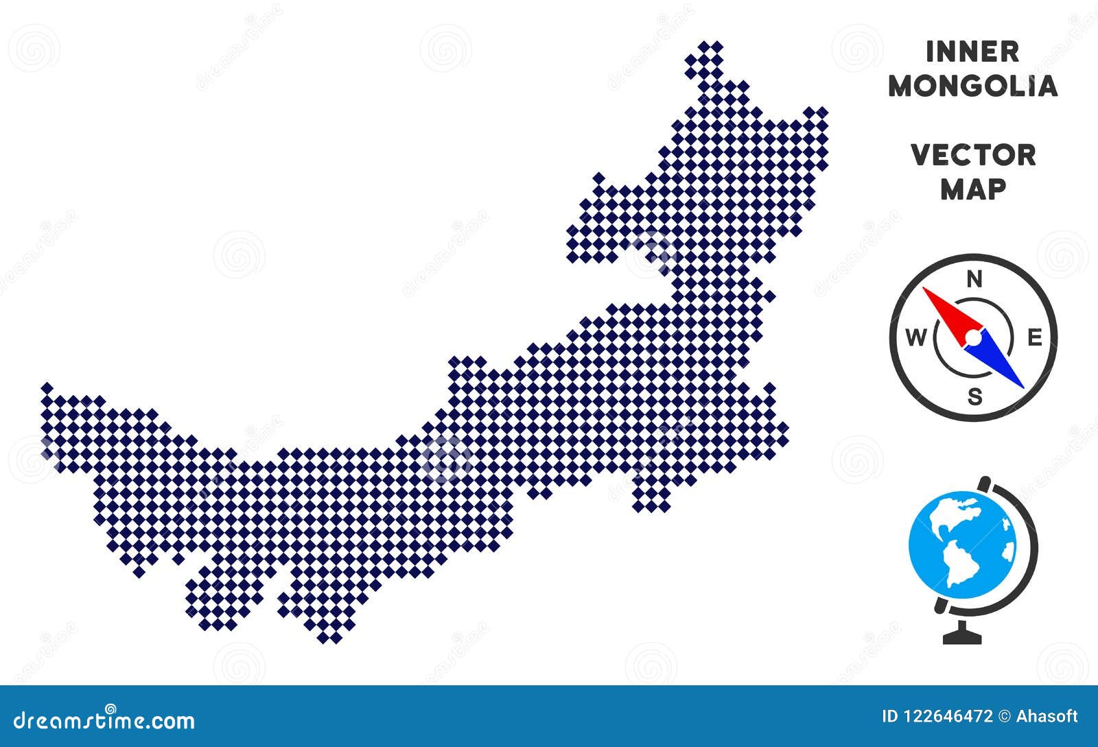 Pixelated Chinese Inner Mongolia Map Stock Vector - Illustration of ...