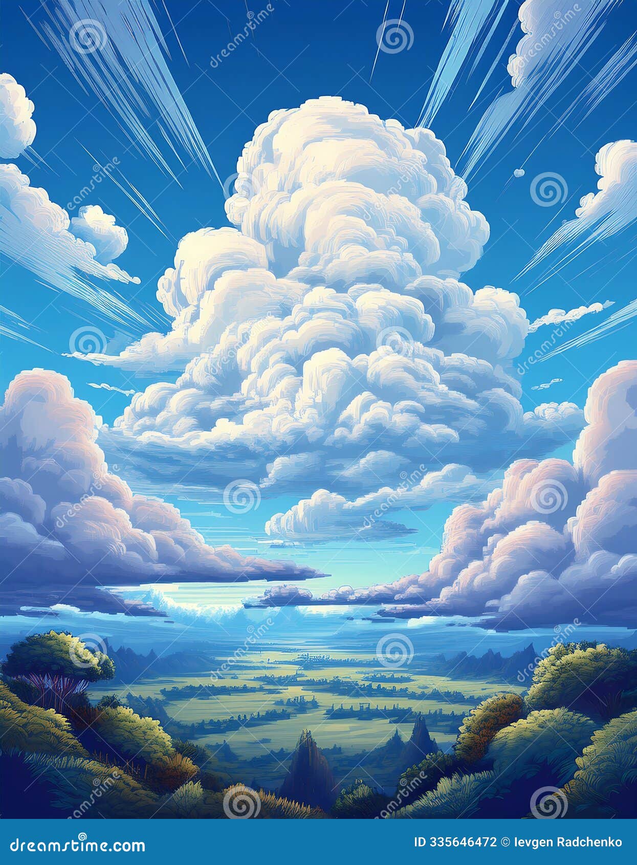 Pixelated Cloudscape - a Retro 16-bit Sky Illustration with Scattered ...