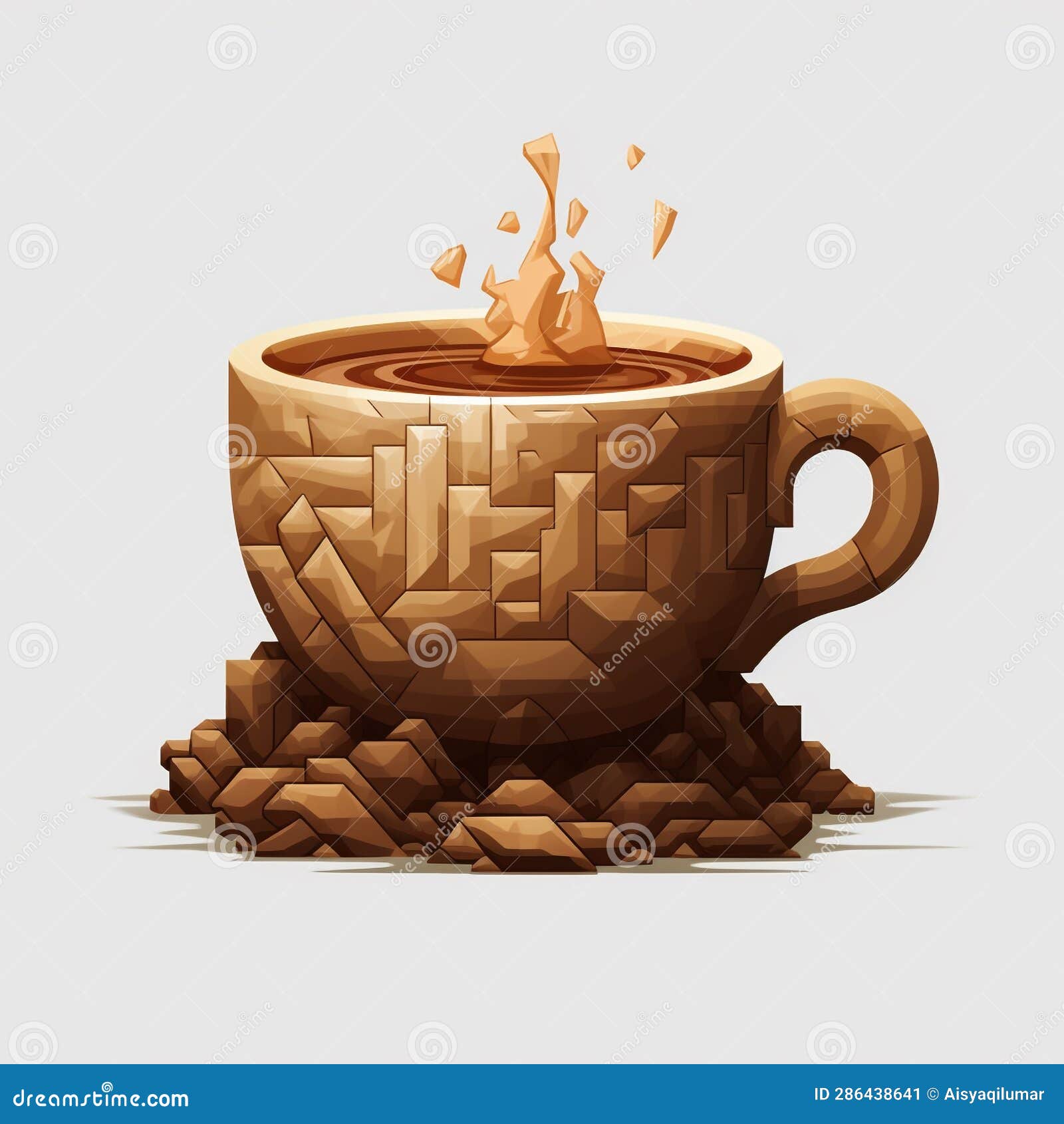 Pixelated Coffee Drink Isolated on Plain Background. Stock Illustration ...