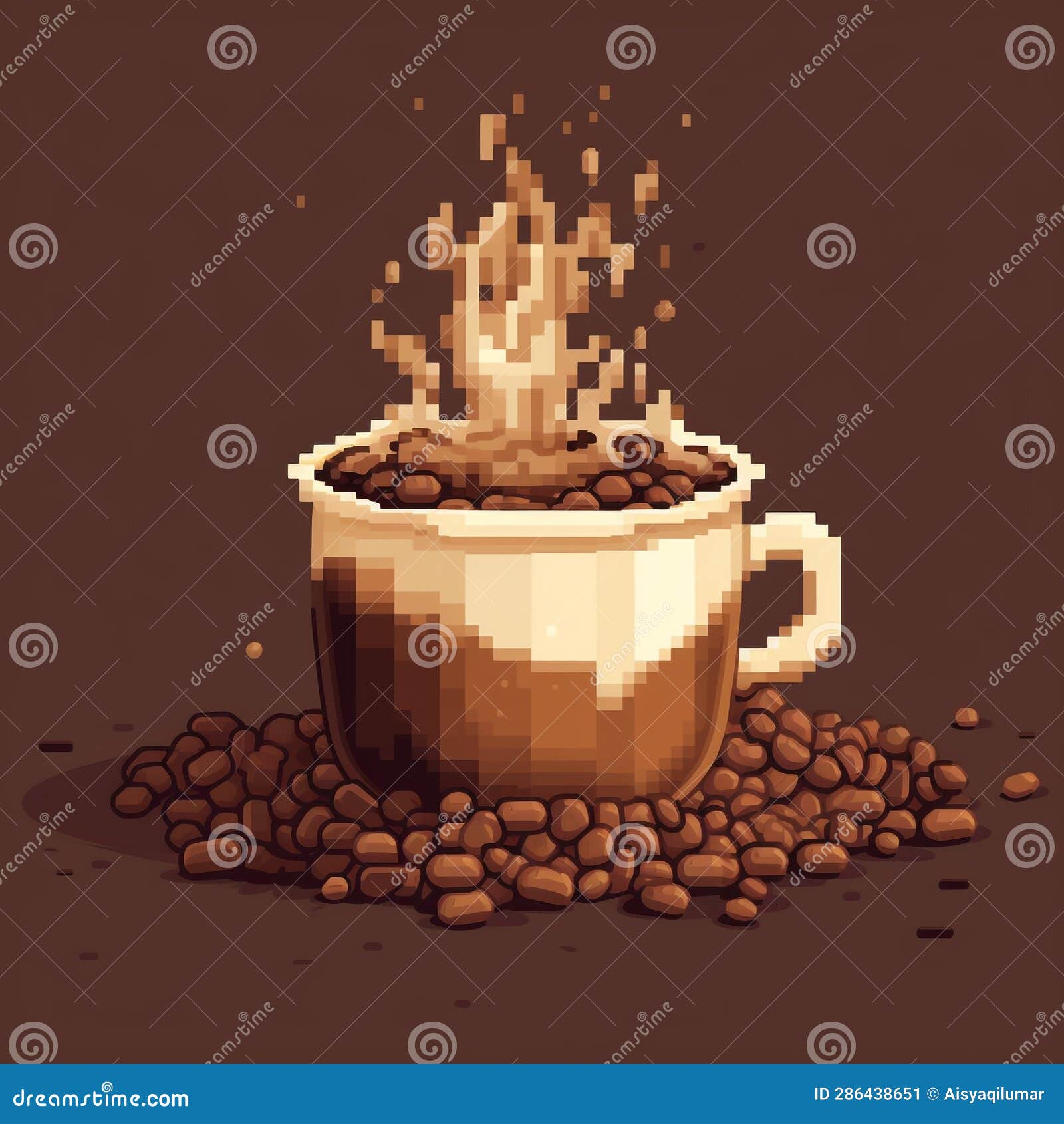 Pixelated Coffee Drink Isolated on Plain Background. Stock Illustration ...