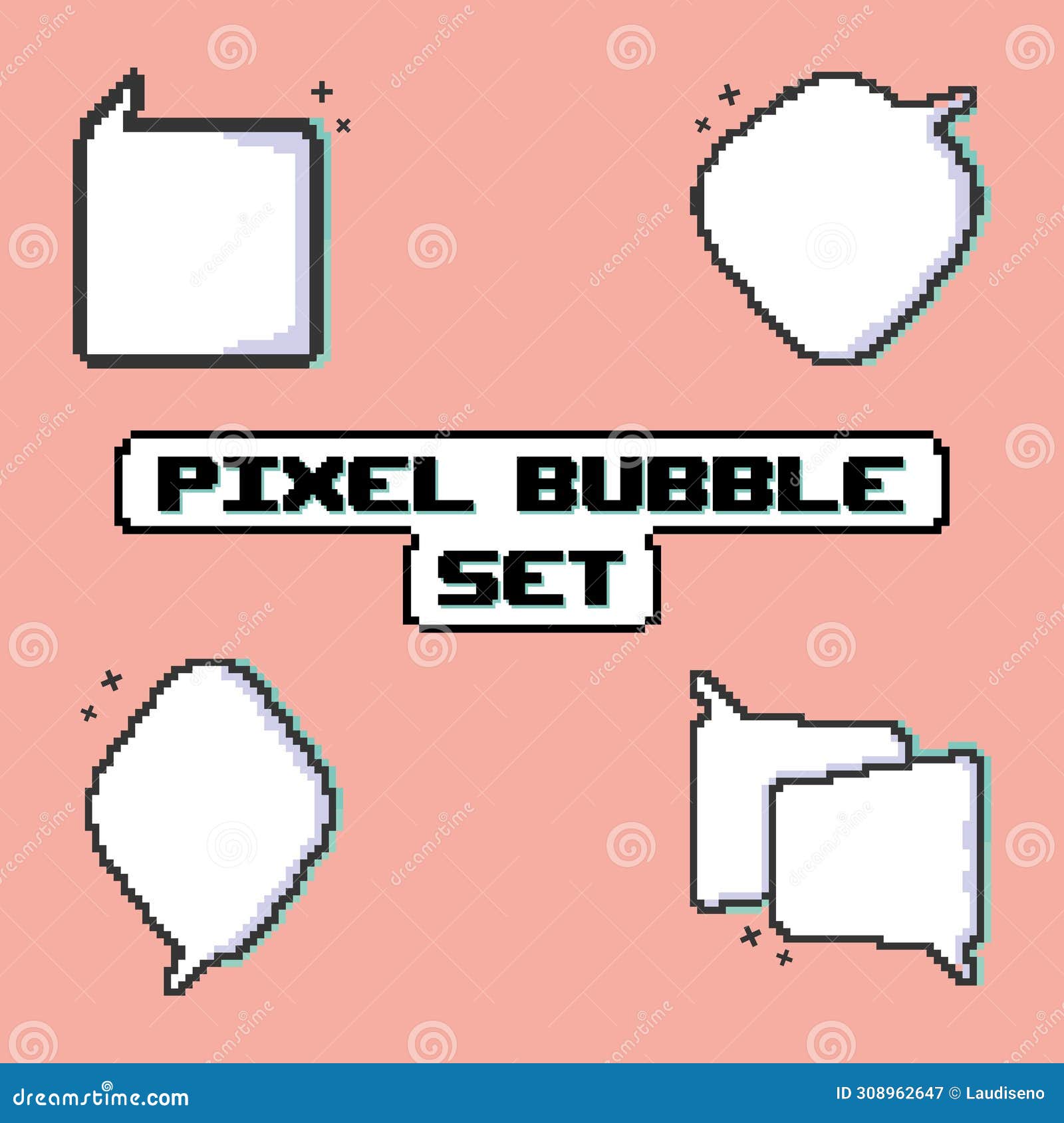 Pixelated Comic Bubble Chats Set Vector Stock Vector - Illustration of ...