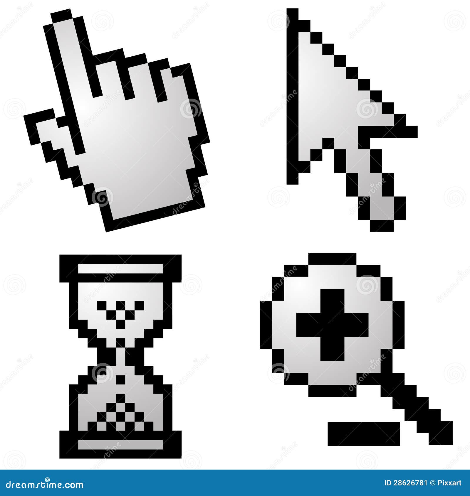 Pixelated computer cursors stock vector. Illustration of pixel - 28626781