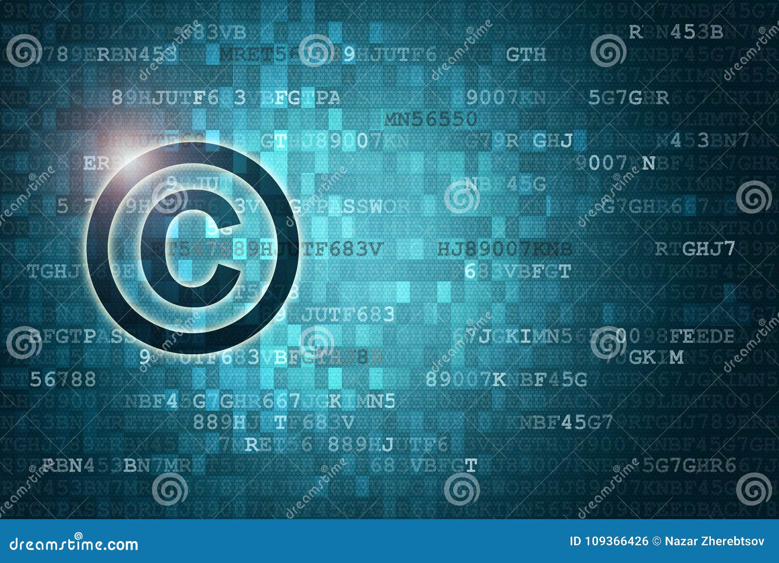 Pixelated Copyright Icon on Digital Background with Copyspace. Law ...