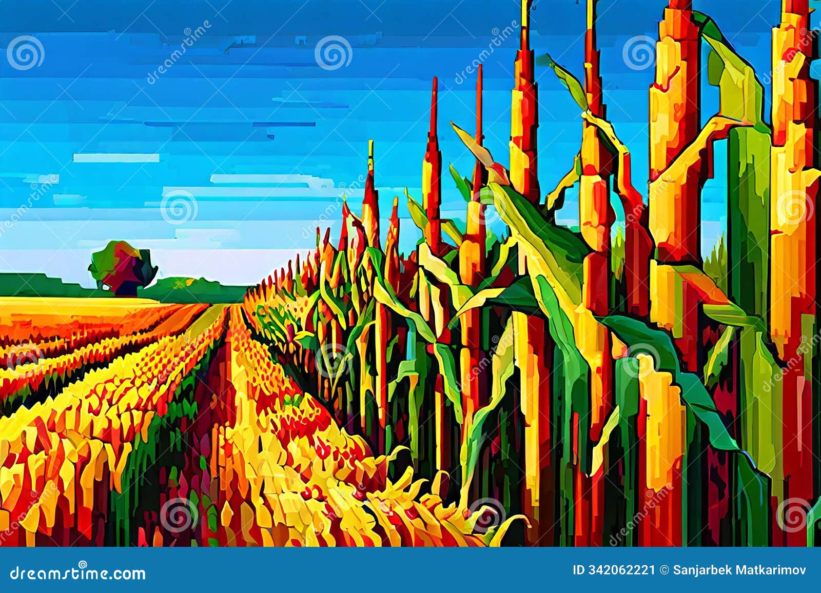 Pixelated Corn Create a Pixel Art Image of Corn Stalks Capturing Stock ...