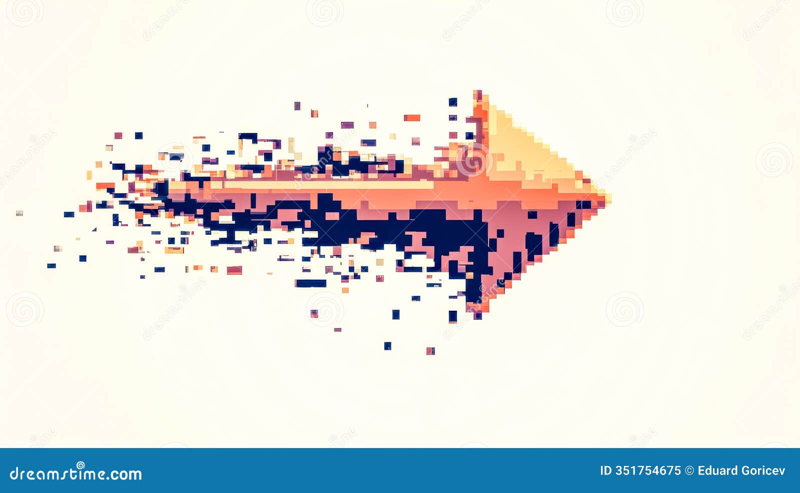 Pixelated Cursor Arrow Moving Forward and Dissolving into Pixels Stock ...