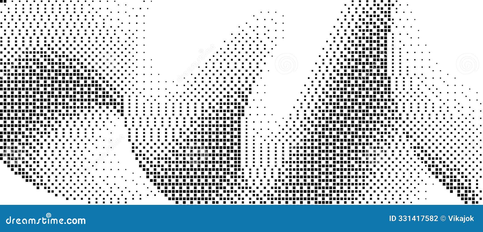 Pixelated Curved Wave Texture. Black And White Dithered Bent Lines ...