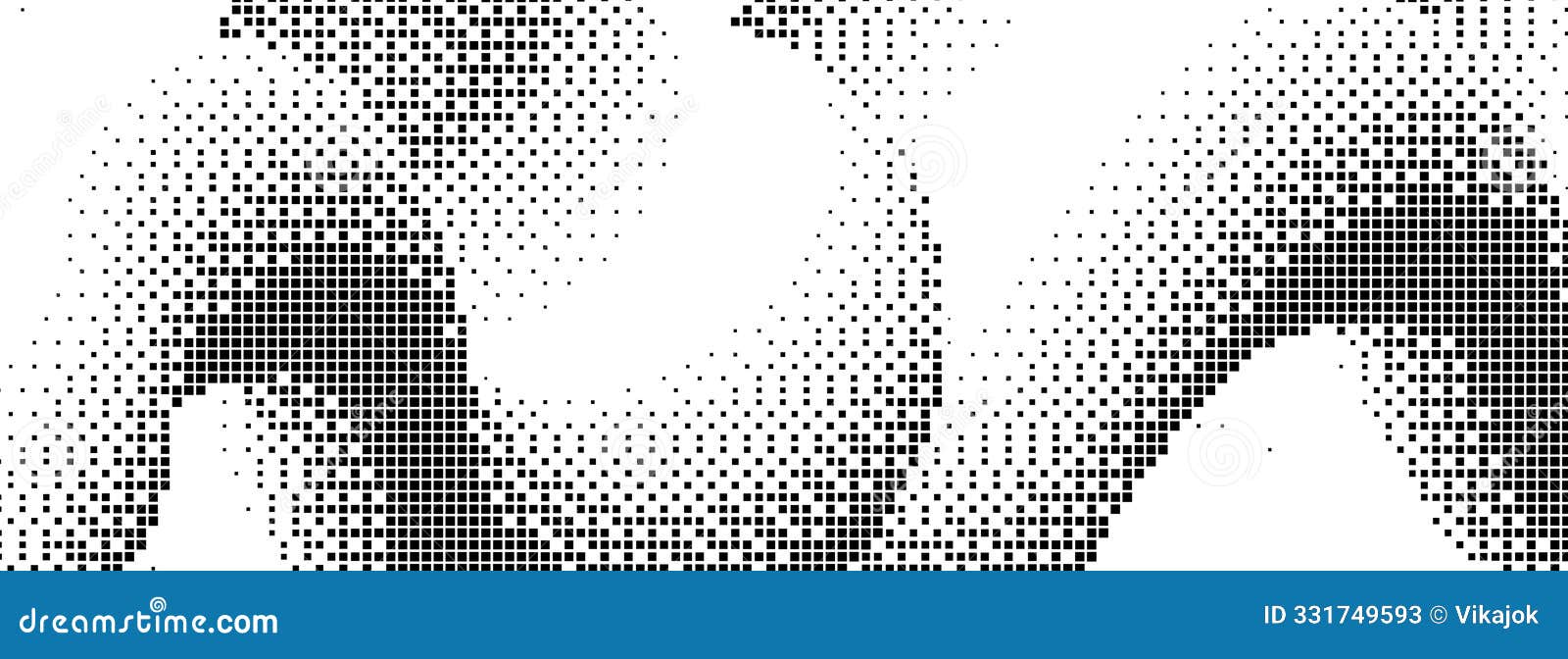 Pixelated Curved Wave Texture. Black And White Dithered Bent Lines ...