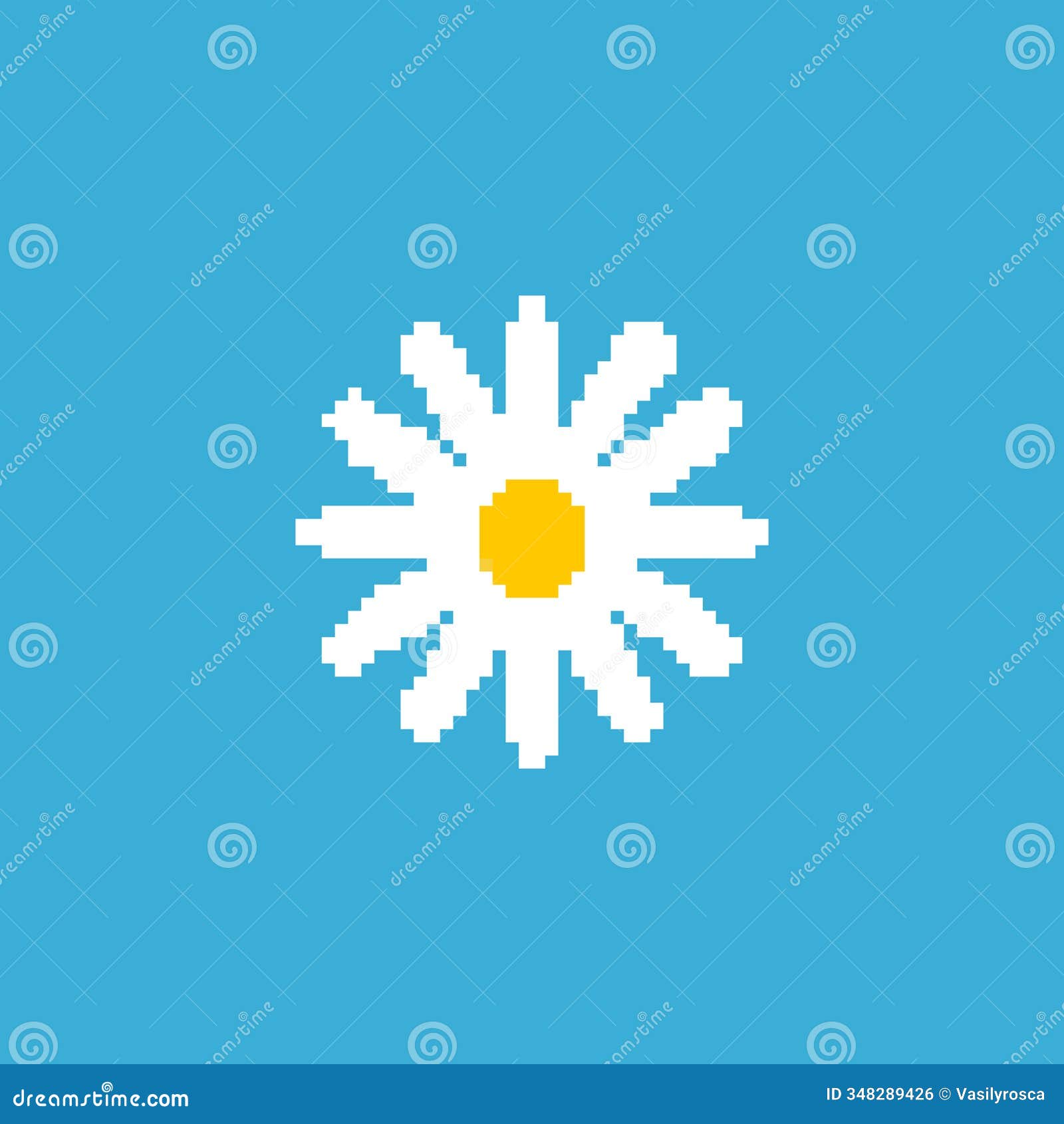 Pixelated Daisy Flower Illustration. Simple Pixel Art Of A White Daisy ...