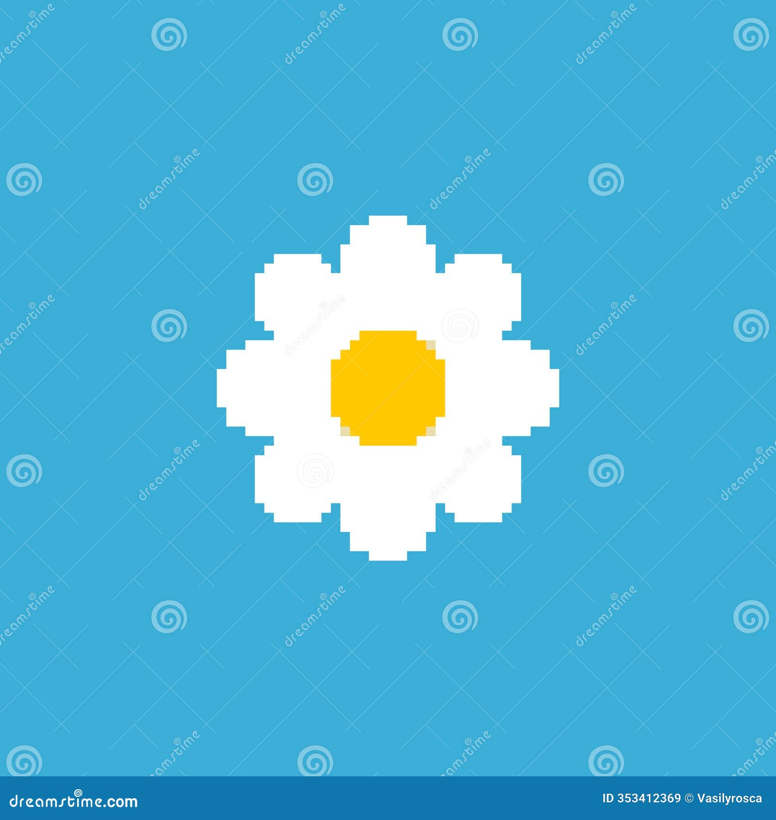 Pixelated Daisy Flower Illustration. Simple Pixel Art Of A White Daisy ...