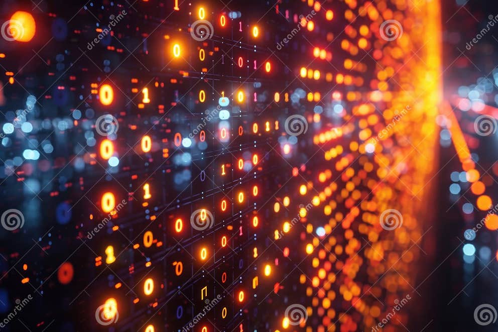Pixelated Data Stream: Encryption and Binary Code on a Digital Interface Stock Image - Image of ...